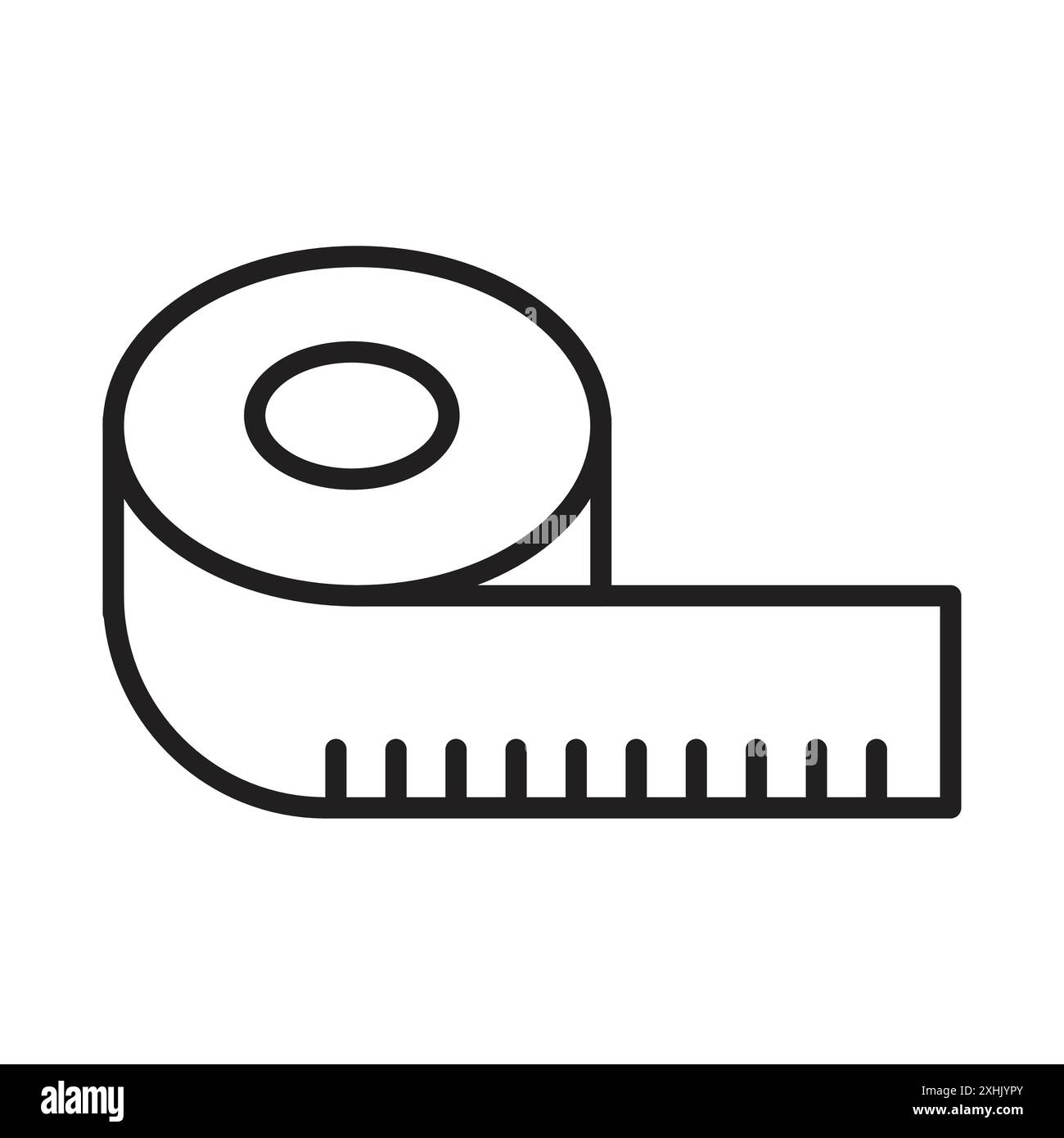 Measuring tape icon Black line art vector in black and white outline ...
