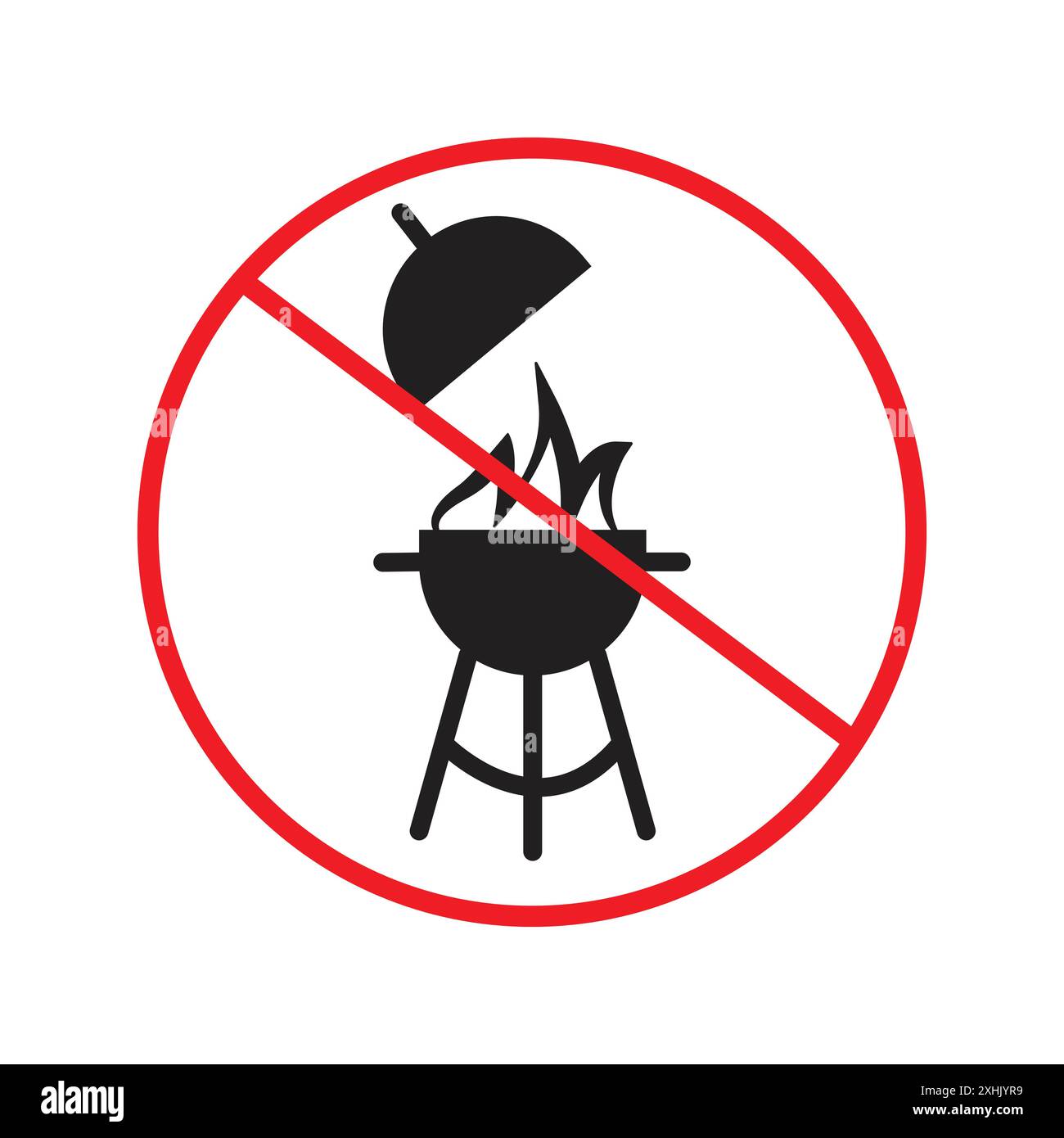 No barbecue with fire sign Black line art vector in black and white ...