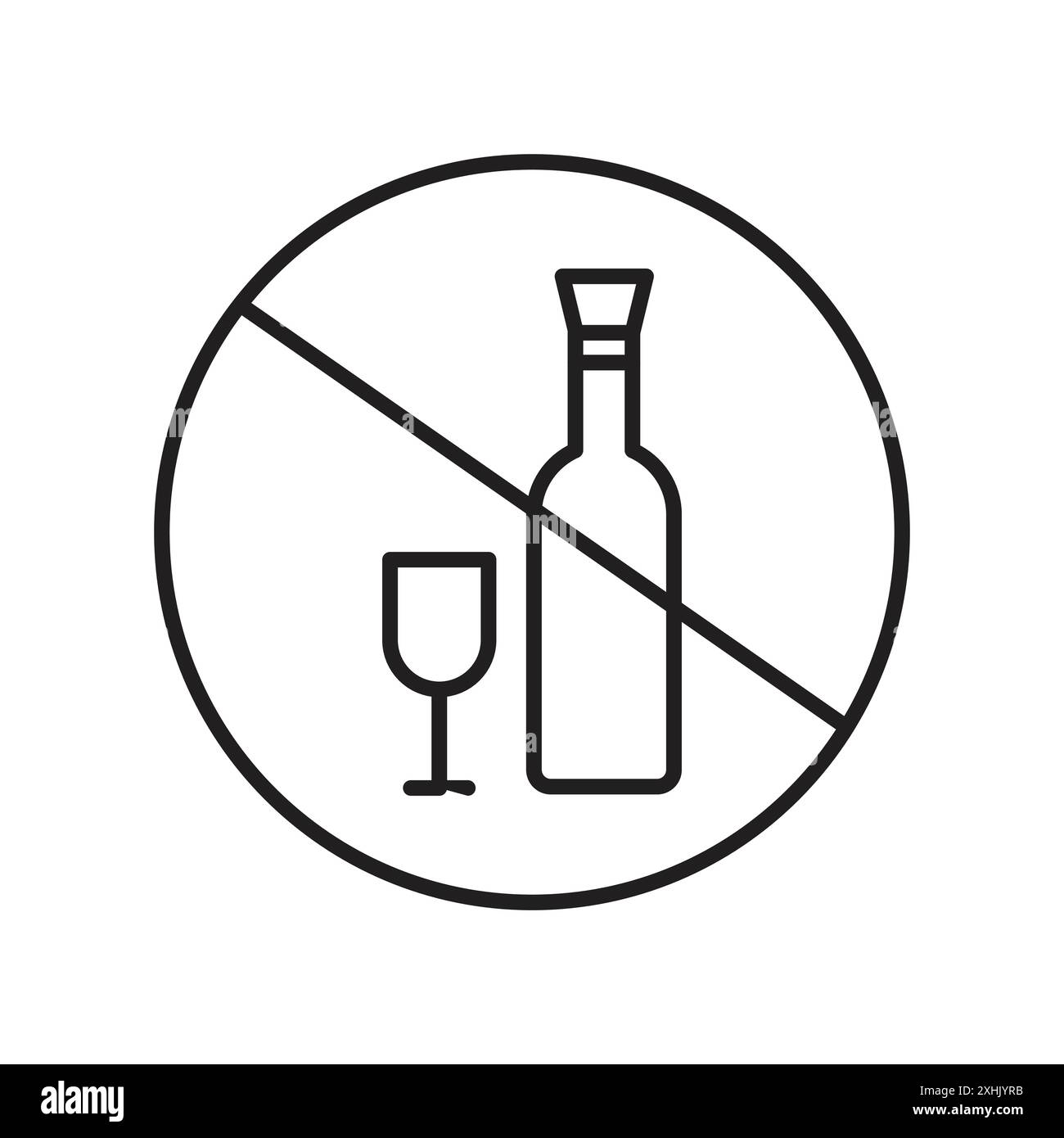 No alcohol sign Black line art vector in black and white outline set ...