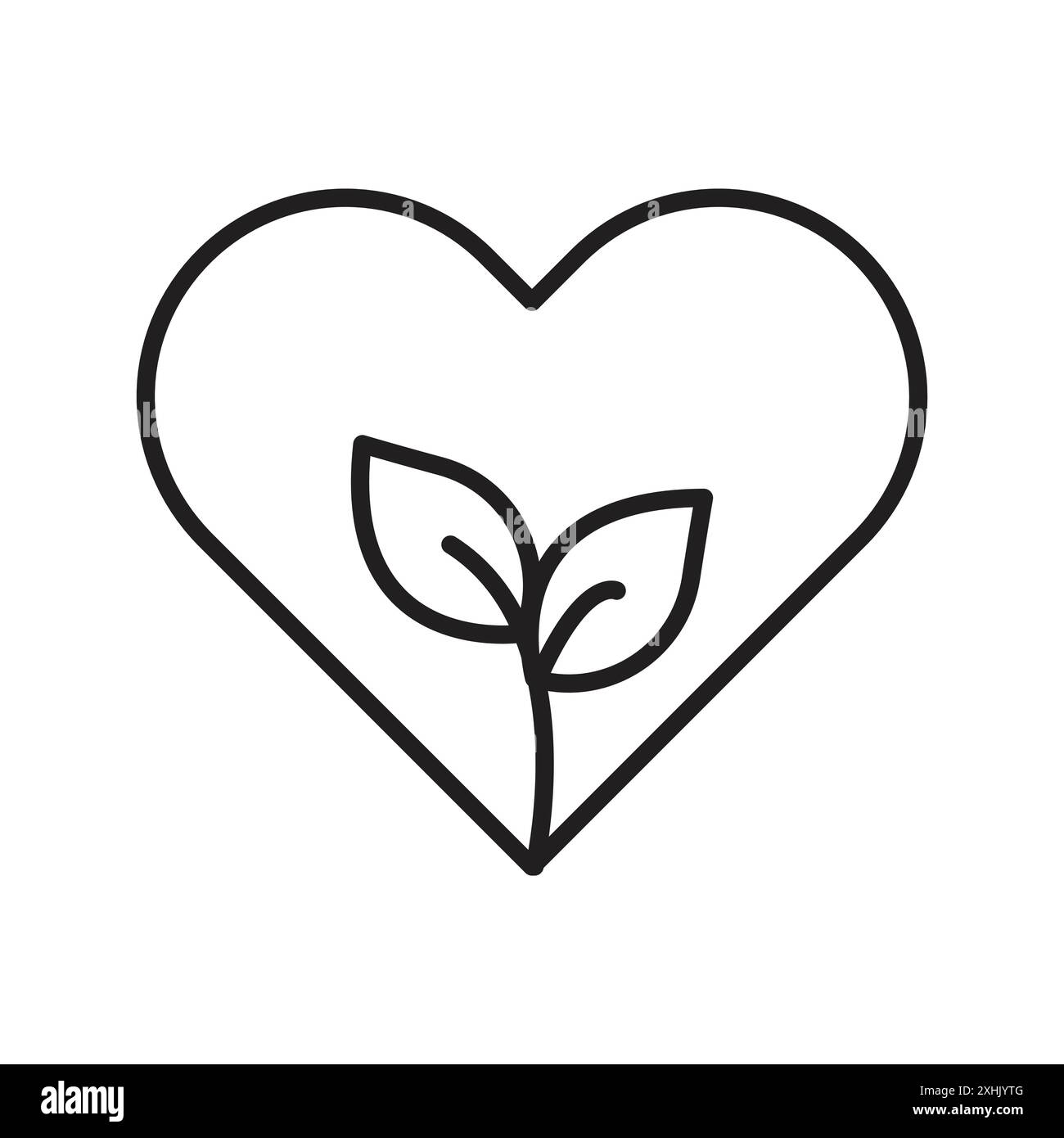 Natural love icon Black line art vector in black and white outline set ...
