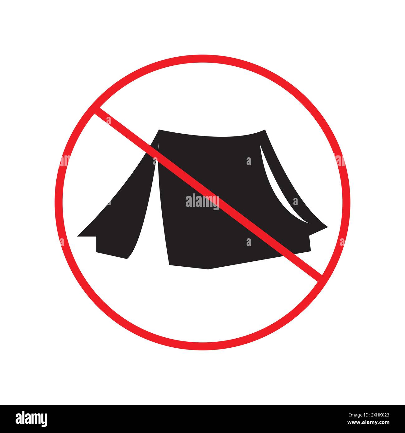 No camping sign Black line art vector in black and white outline set collection sign Stock ...