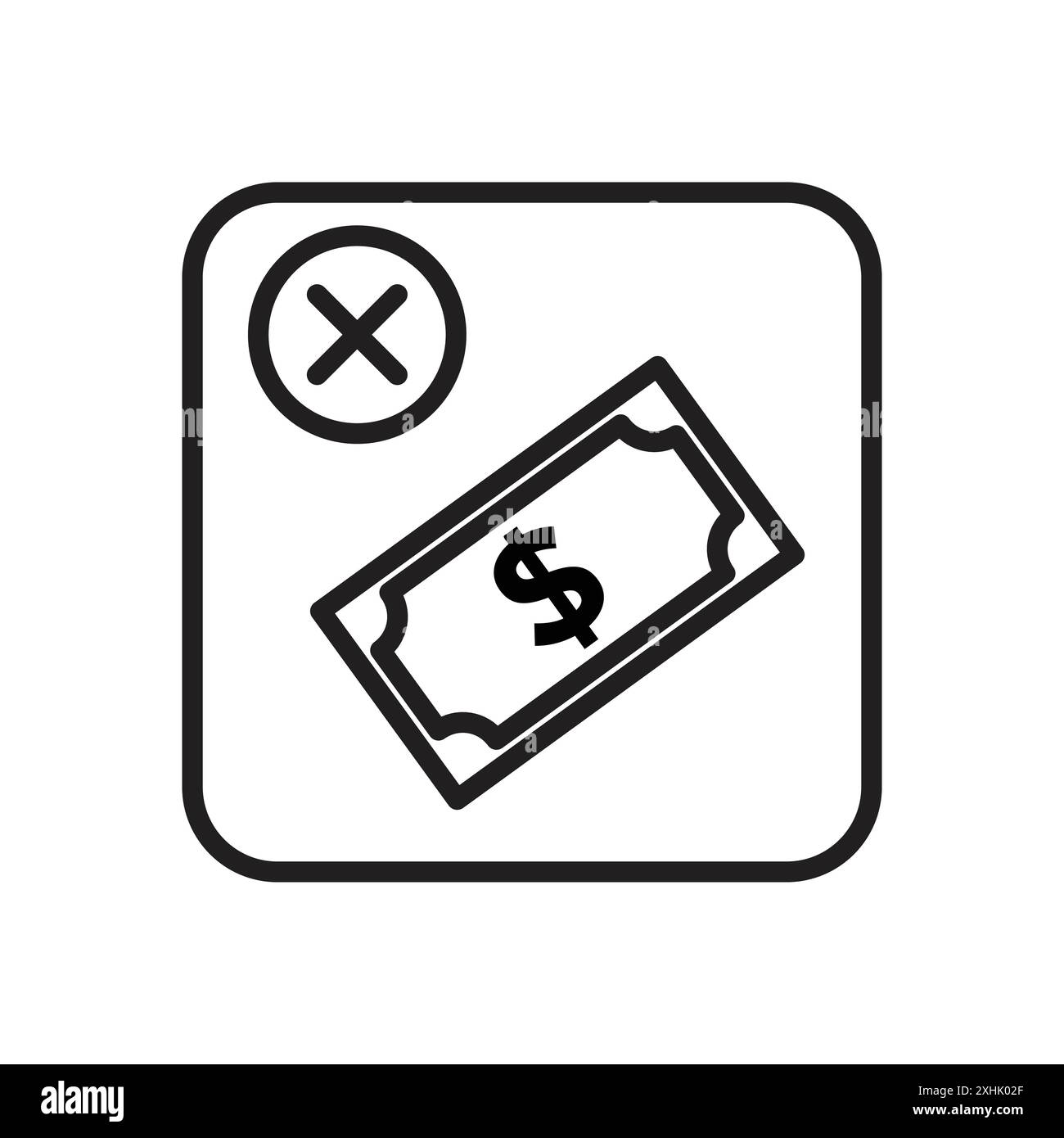No money sign Black line art vector in black and white outline set ...