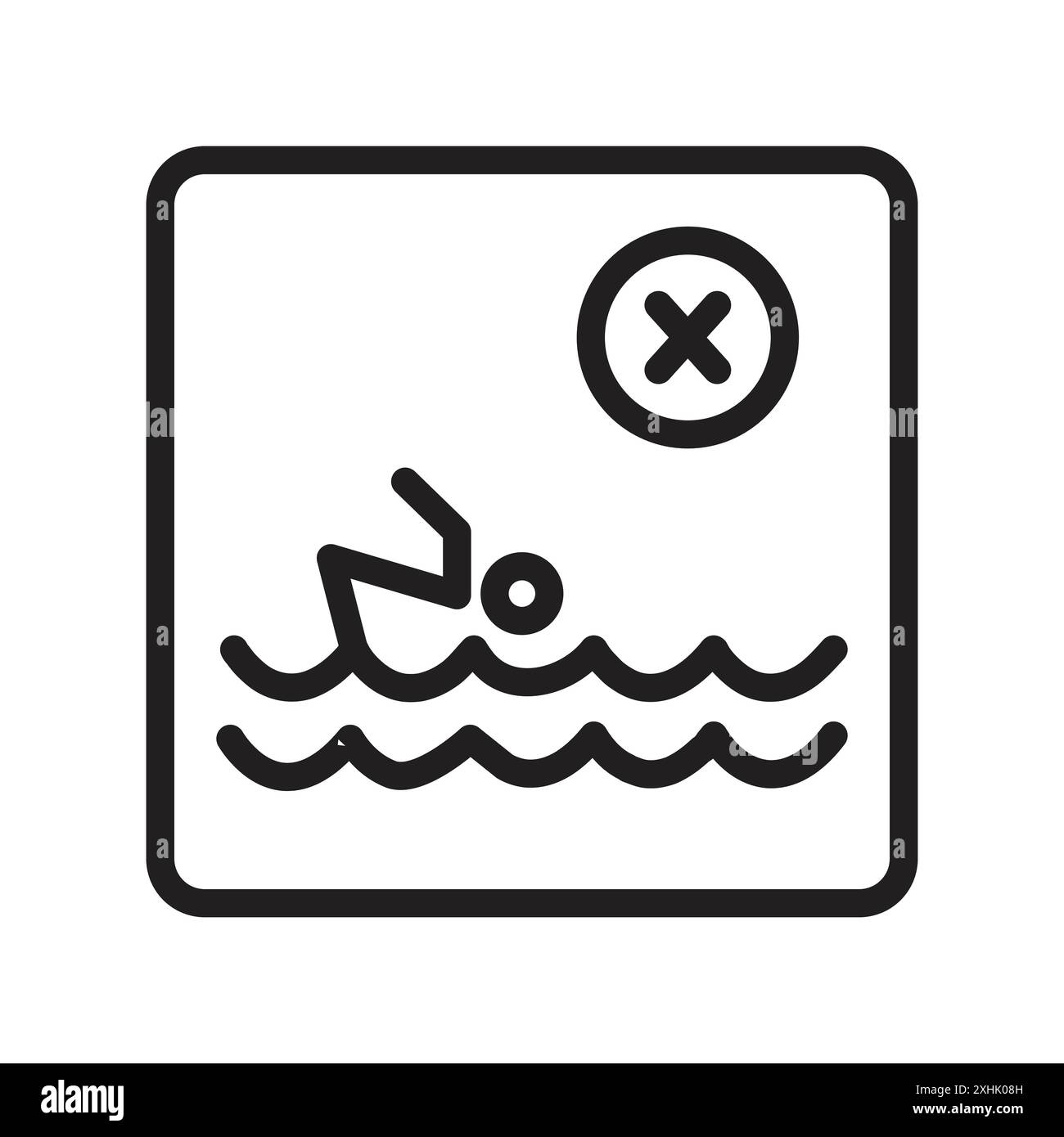 No swimming sign Black line art vector in black and white outline set collection sign Stock ...