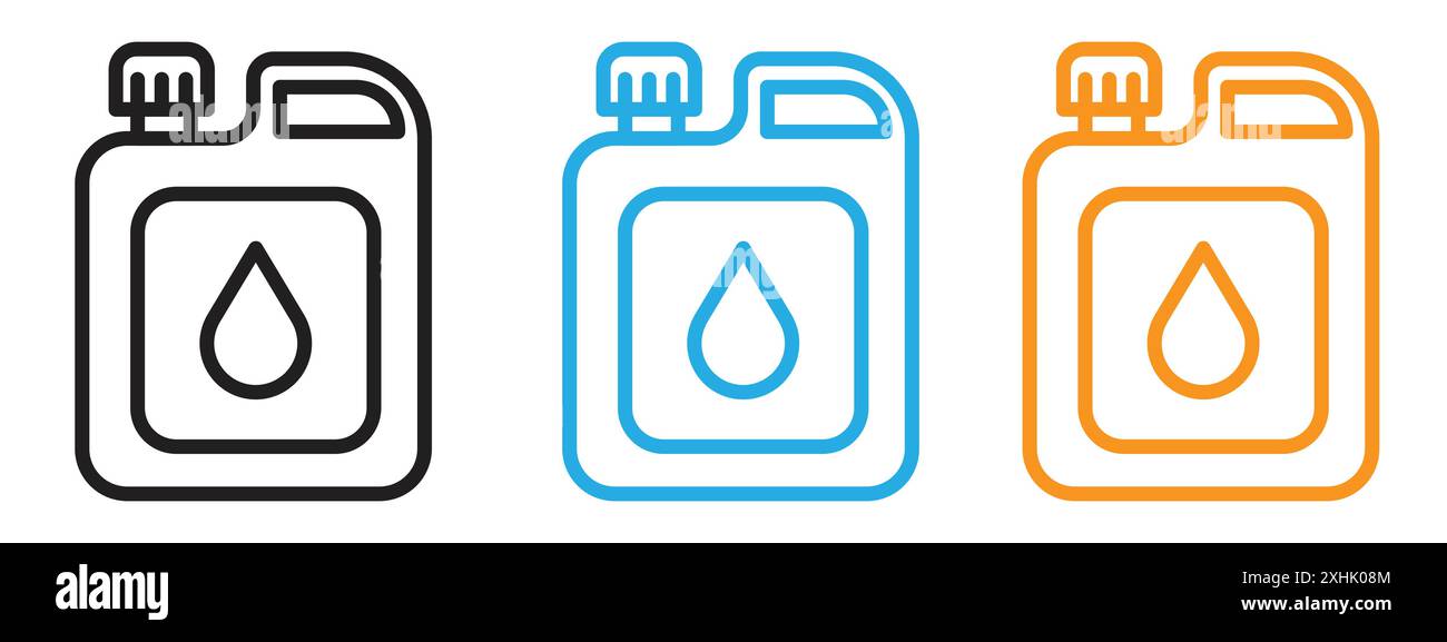 Oil can icon Black line art vector in black and white outline set ...