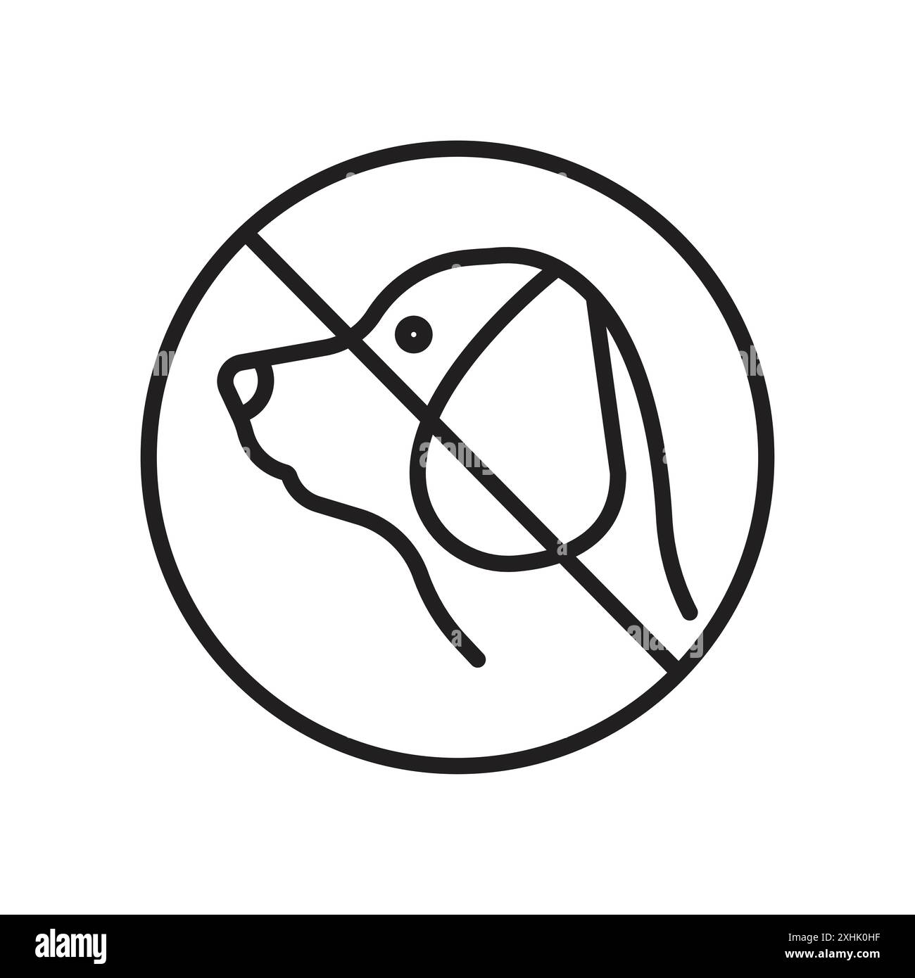 No dogs allowed sign Black line art vector in black and white outline set collection sign Stock ...
