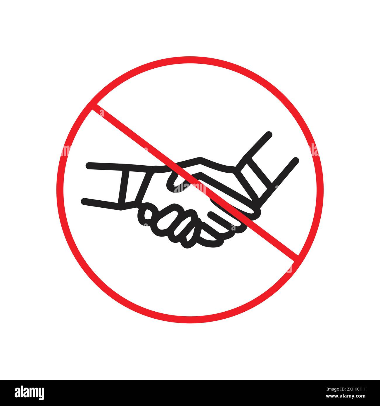 No handshake sign Black line art vector in black and white outline set ...