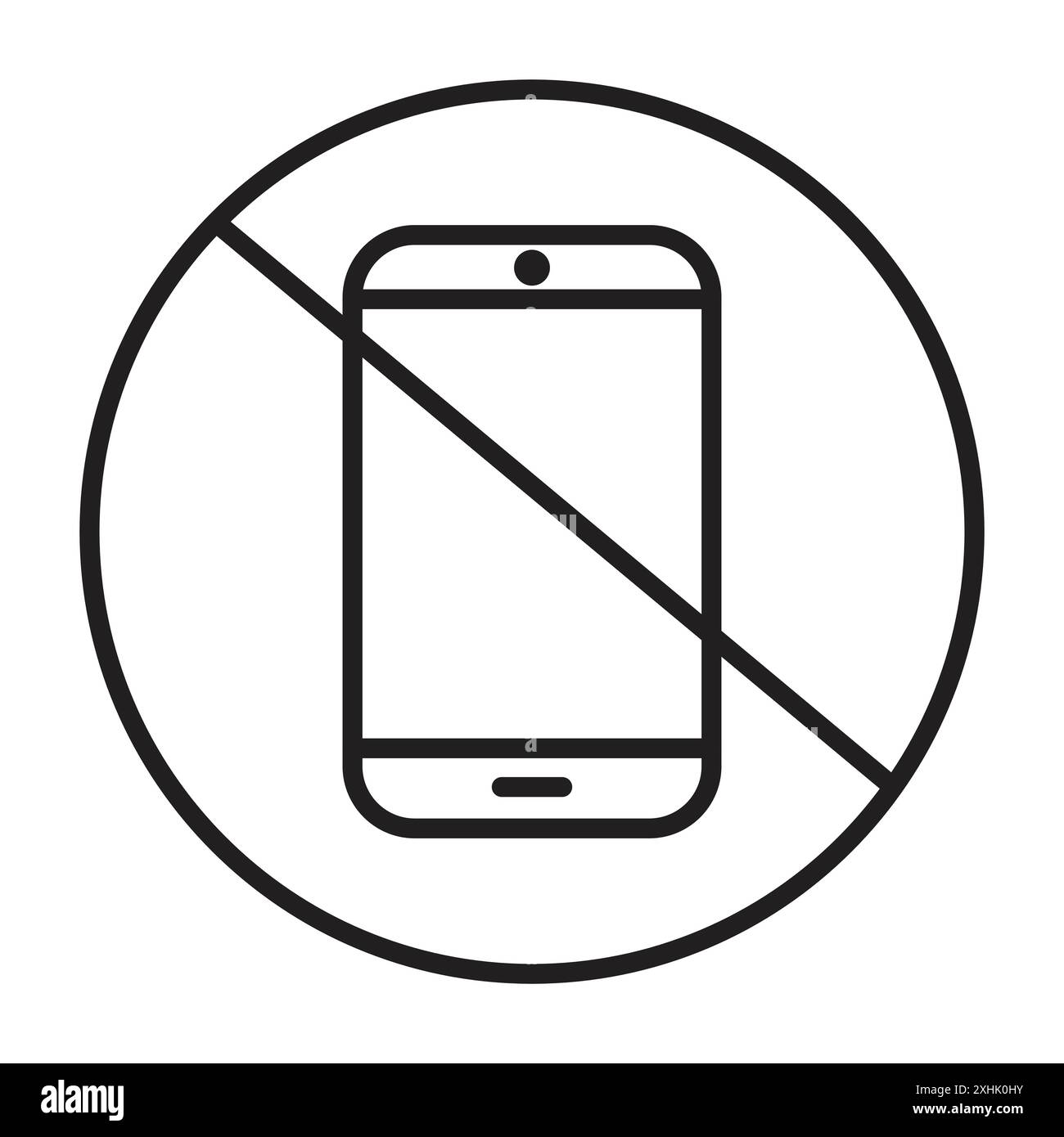 No cell phone sign Black line art vector in black and white outline set collection sign Stock ...