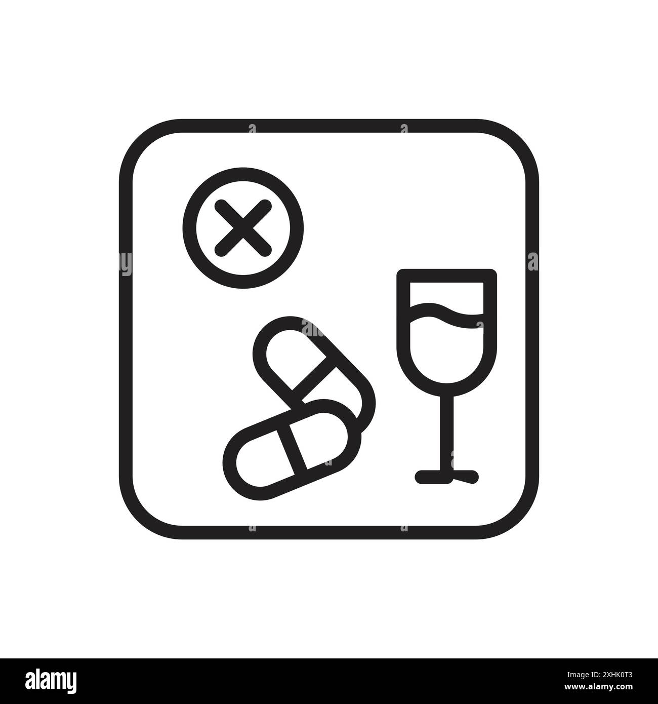No drugs or alcohol sign Black line art vector in black and white ...