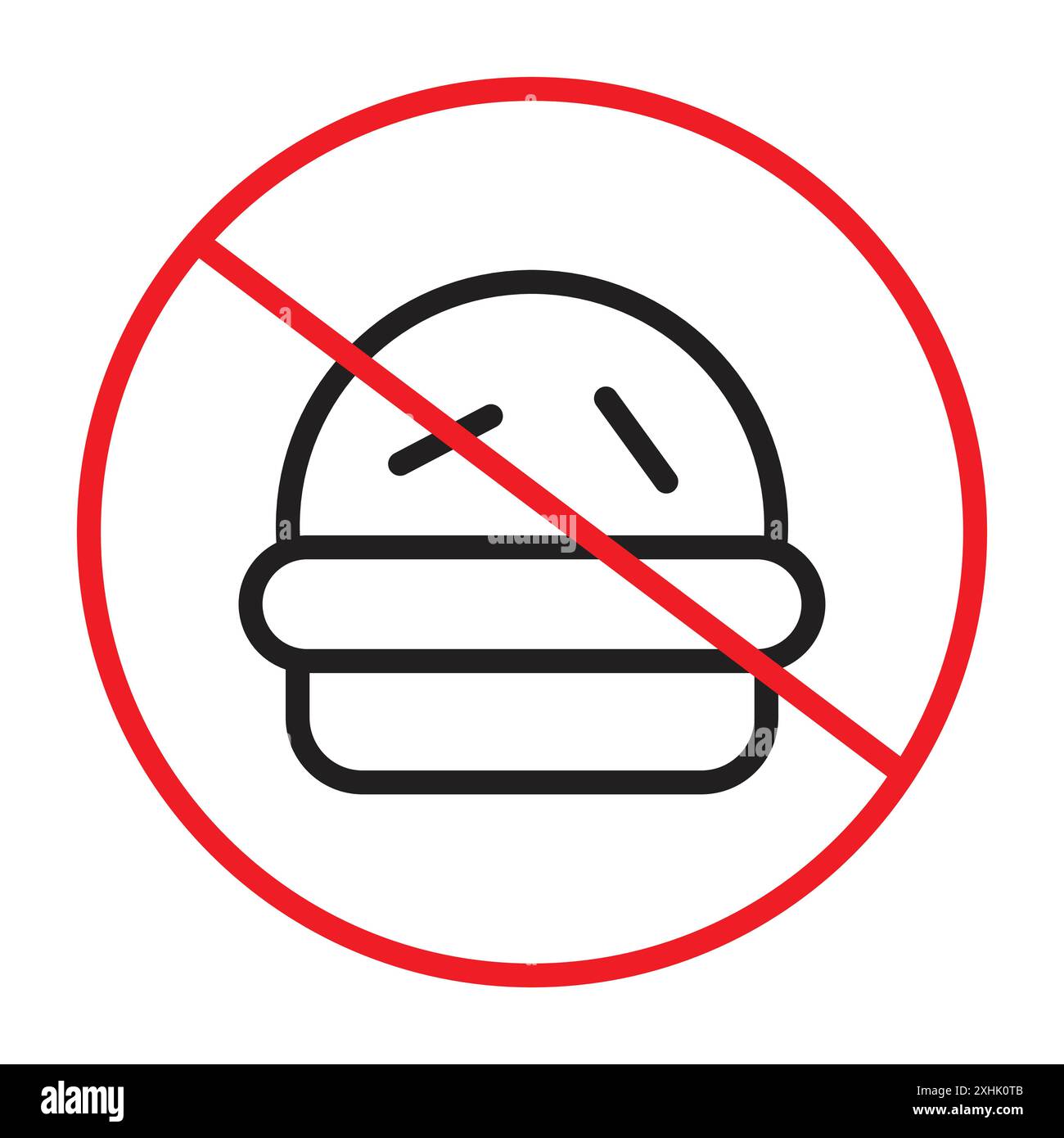 No eating sign Black line art vector in black and white outline set collection sign Stock Vector ...