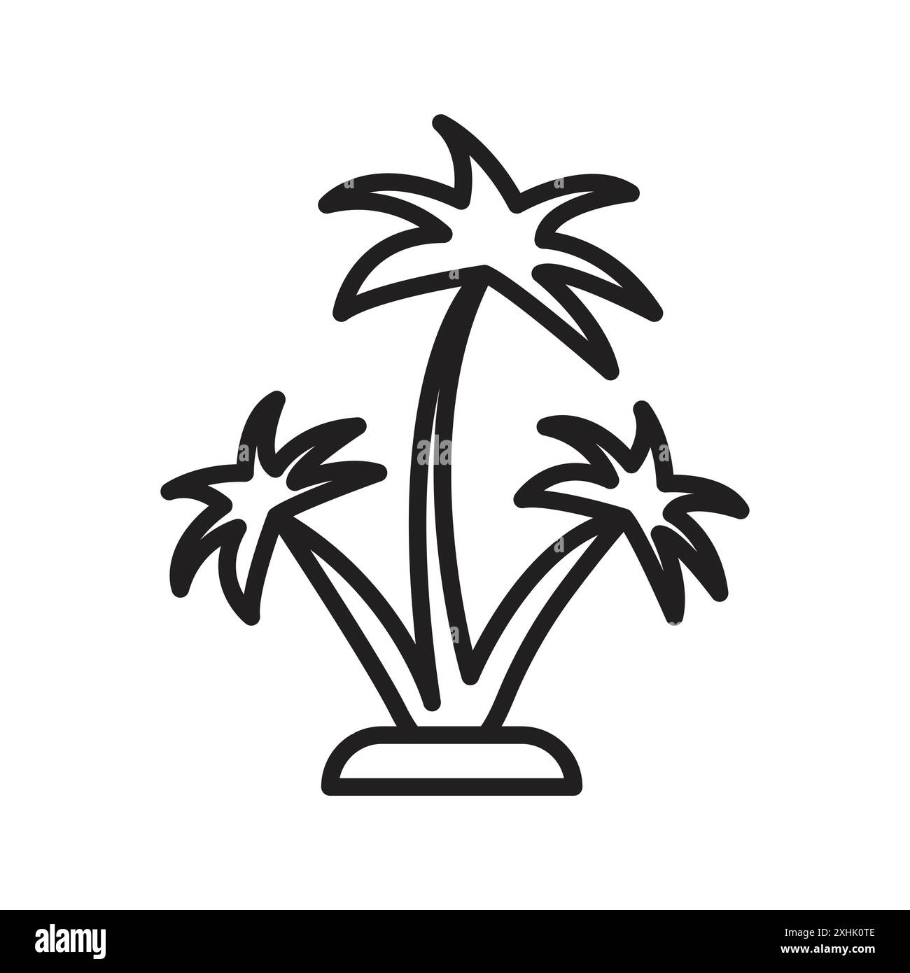 Palm tree icon Black line art vector in black and white outline set ...