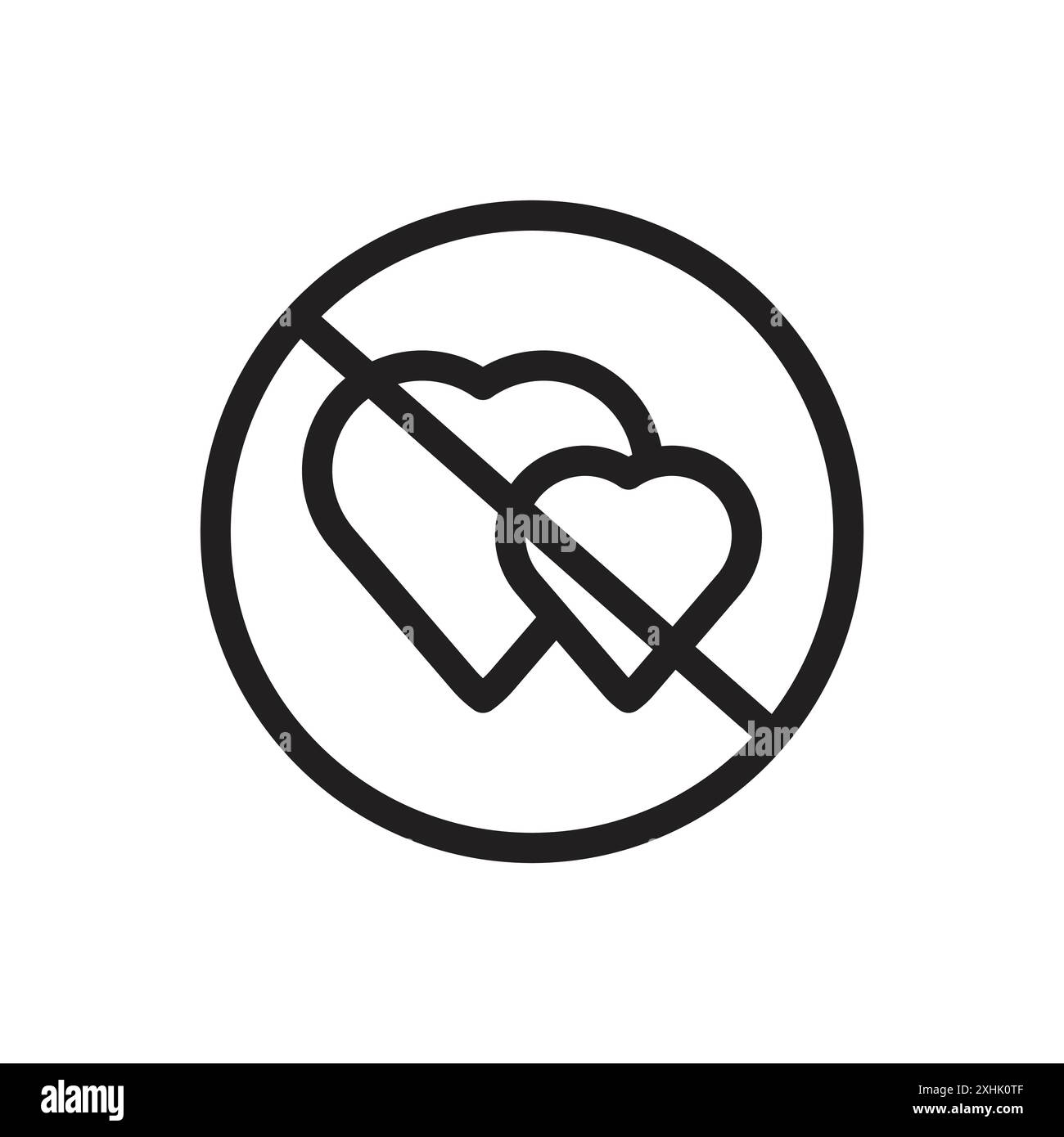 No love sign Black line art vector in black and white outline set ...