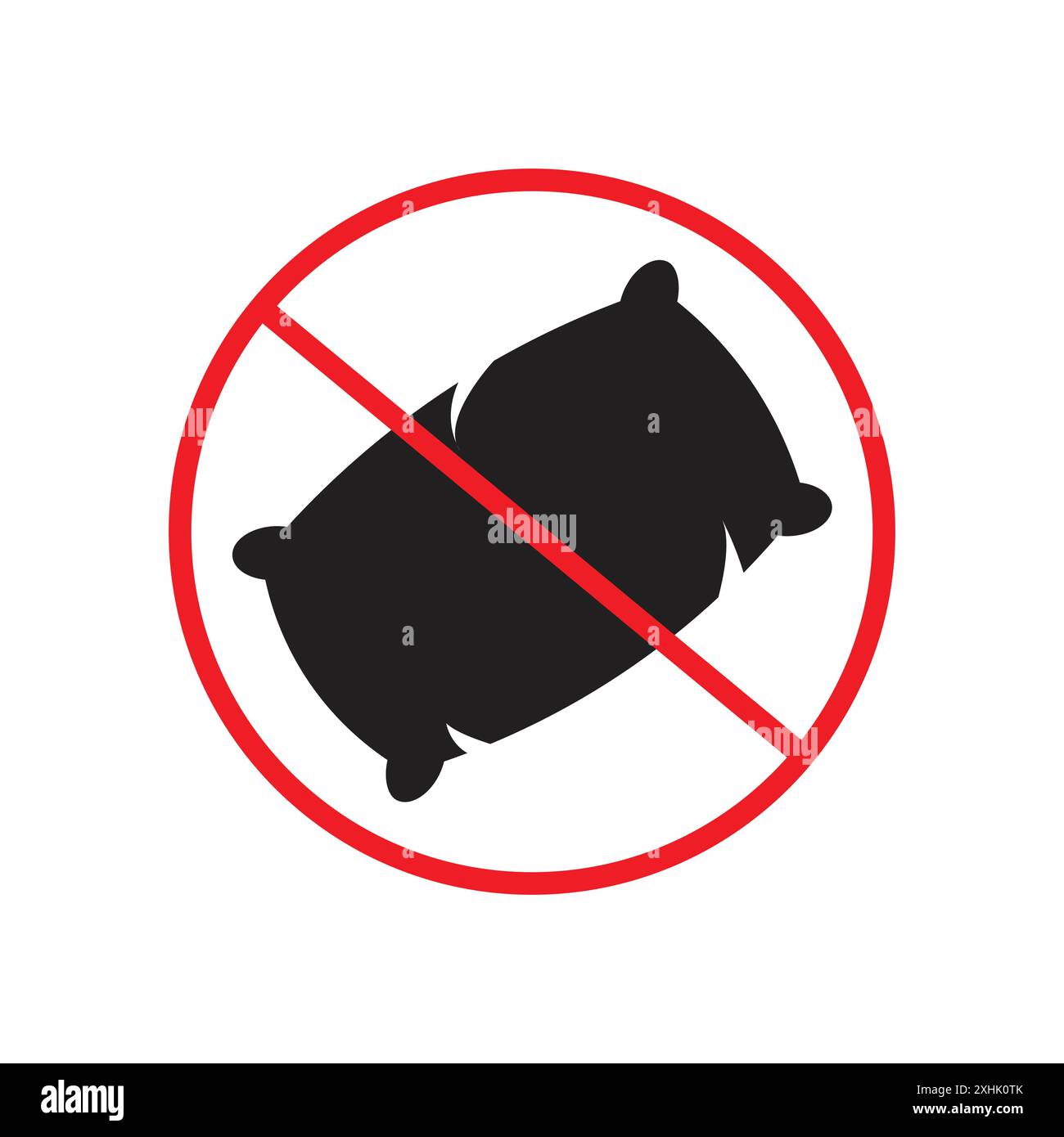 No pillow sign Black line art vector in black and white outline set ...
