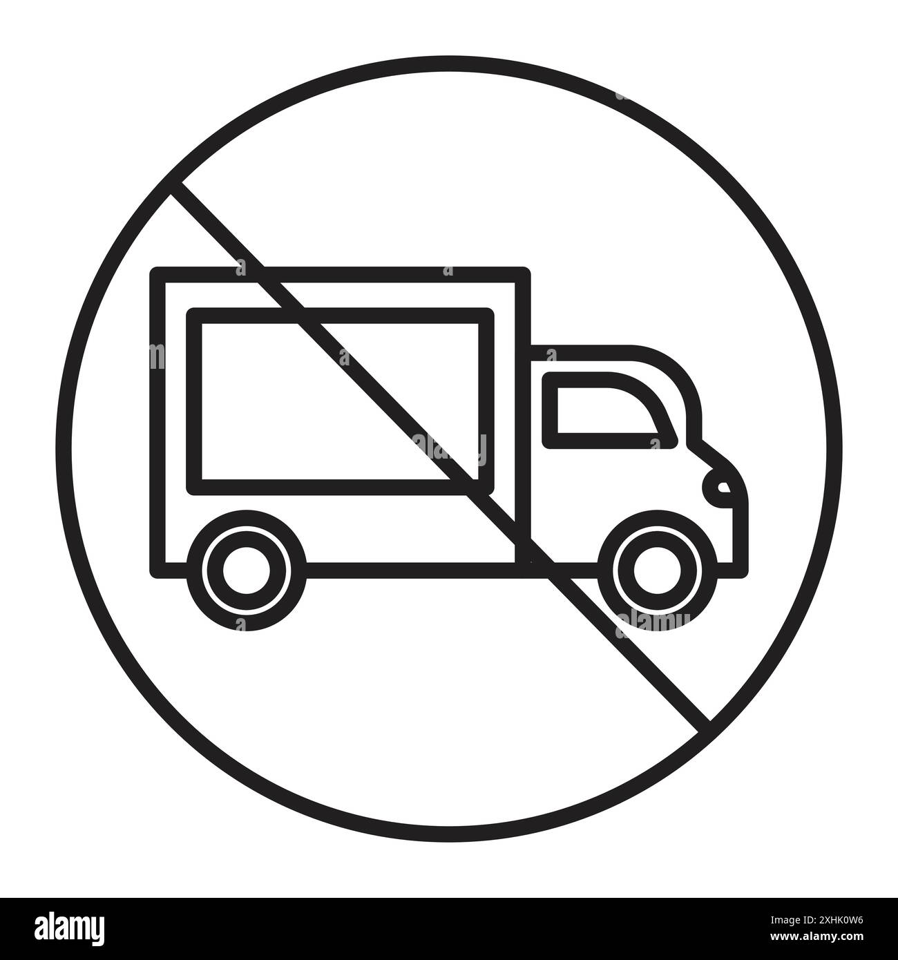 No truck sign Black line art vector in black and white outline set collection sign Stock Vector ...