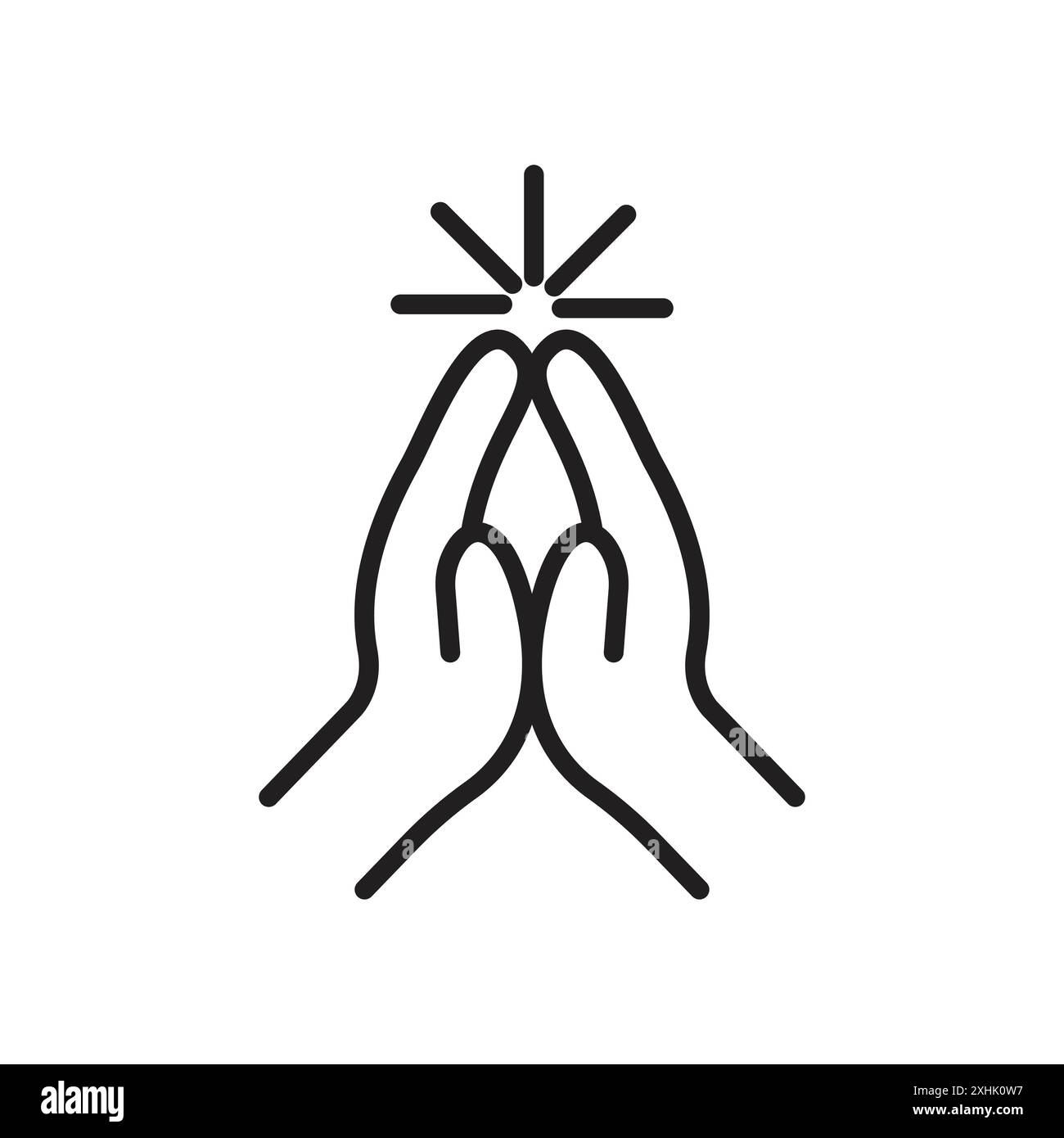 Pray icon Black line art vector in black and white outline set ...