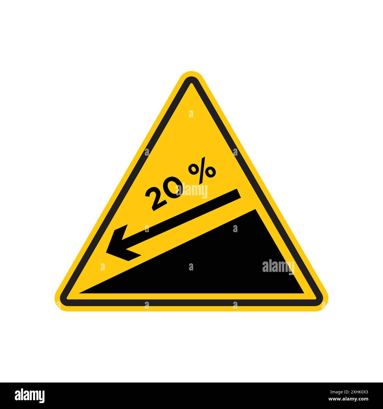 Steep slope ahead sign Black line art vector in black and white outline set collection sign ...