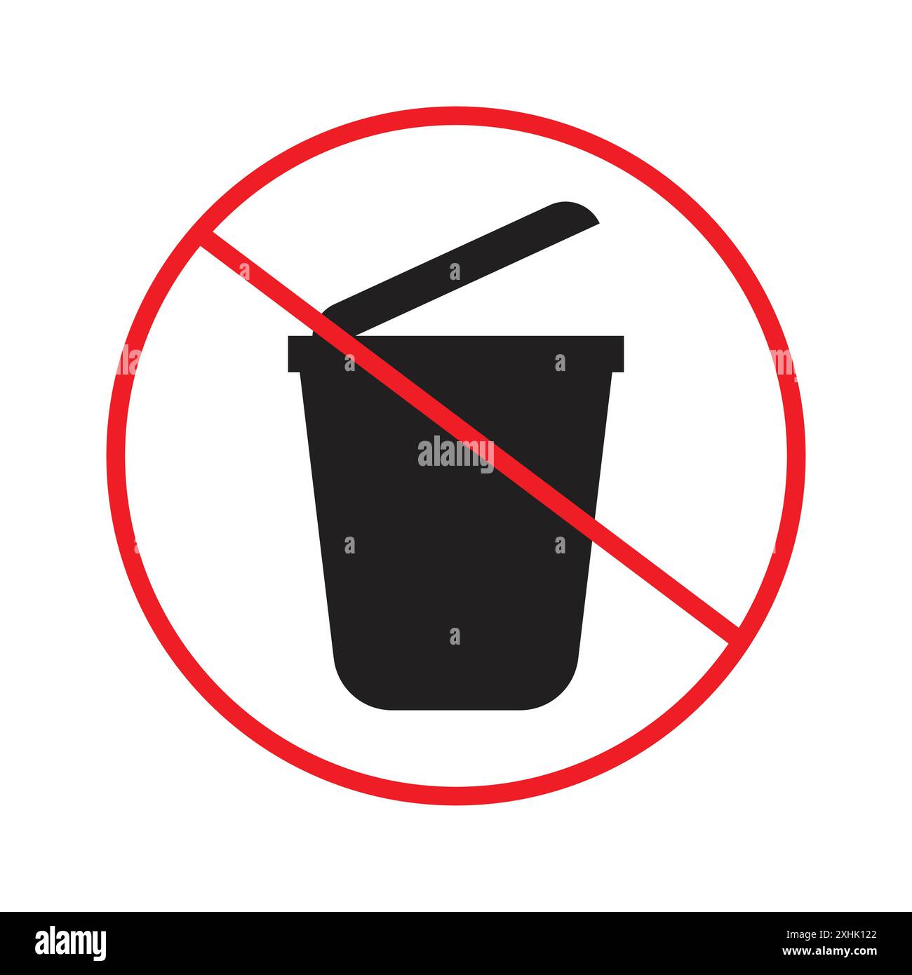 No trash sign Black line art vector in black and white outline set ...