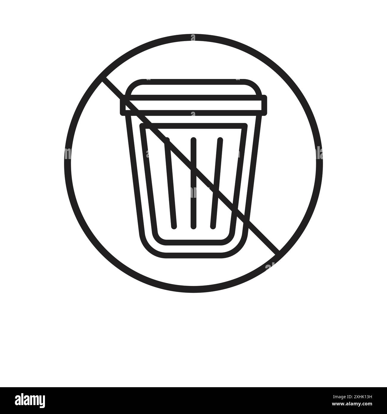 No trash icon Black line art vector in black and white outline set ...
