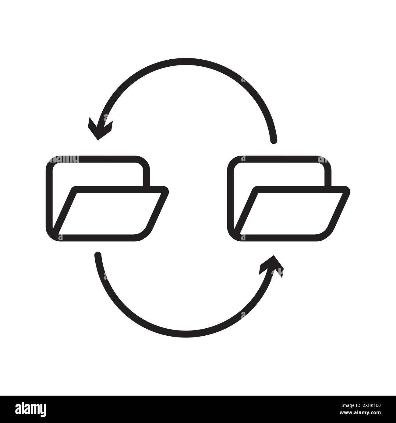 Synchronization icon Black line art vector in black and white outline set collection sign Stock ...