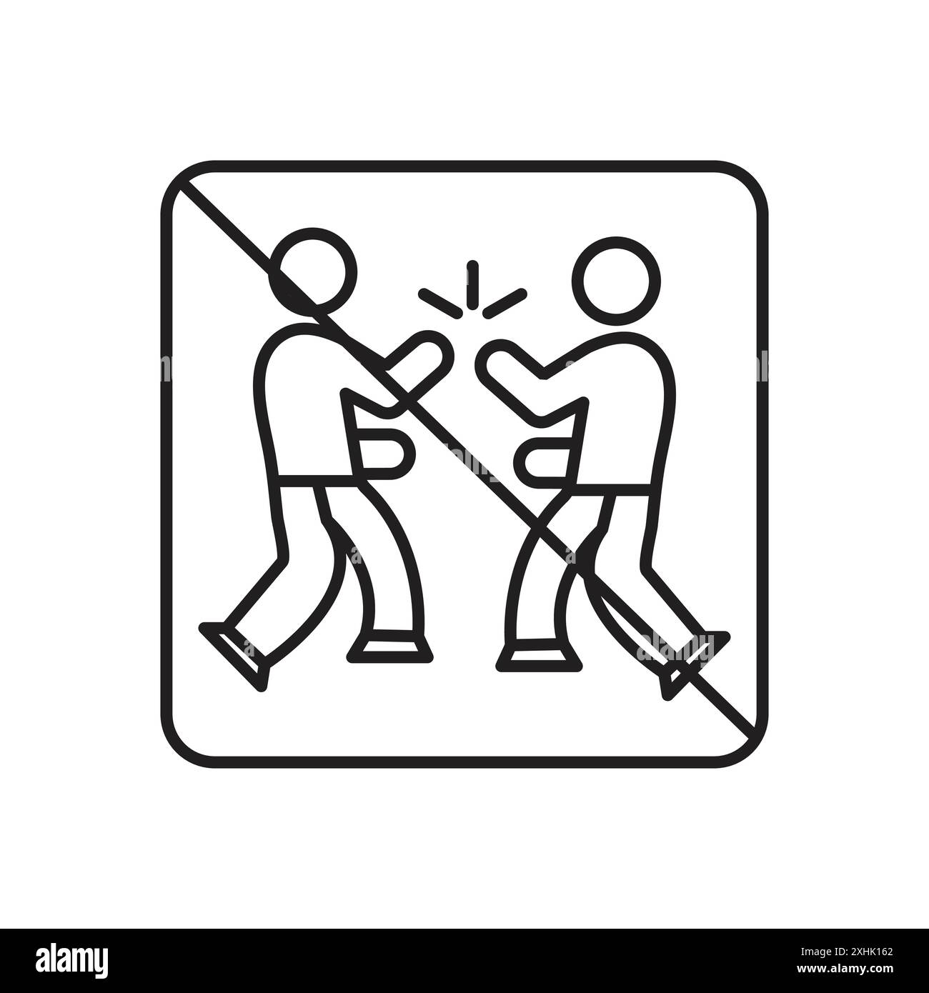No fight sign Black line art vector in black and white outline set ...
