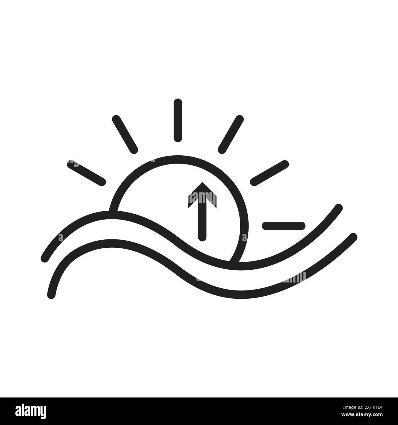 Sunrise icon Black line art vector in black and white outline set ...