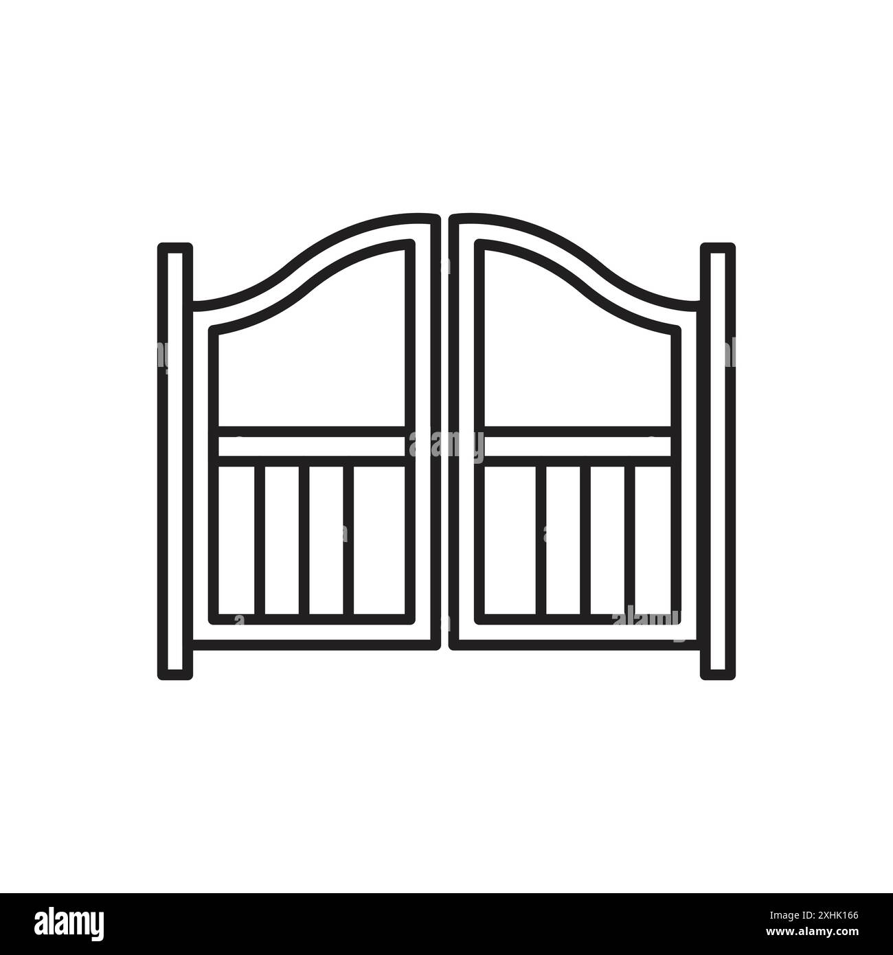 Saloon door icon Black line art vector in black and white outline set collection sign Stock ...