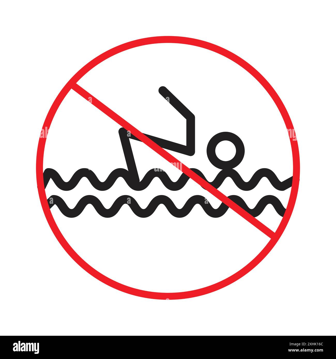 No swimming sign Black line art vector in black and white outline set collection sign Stock ...