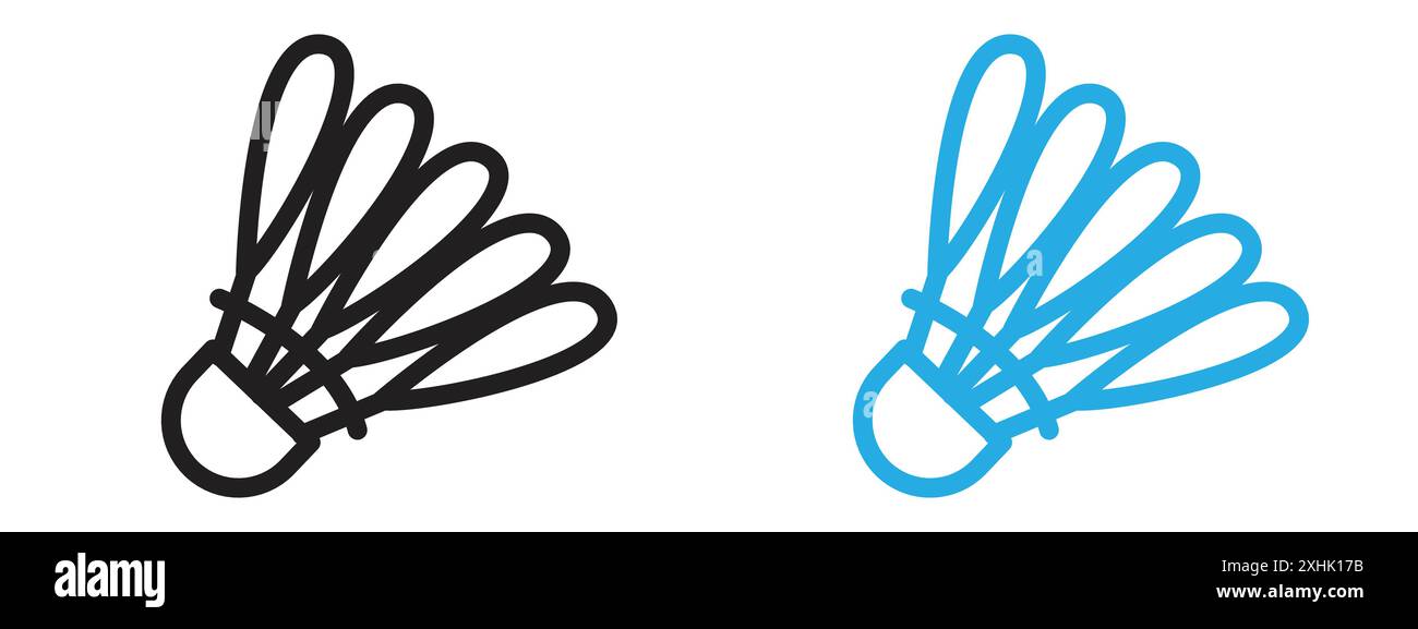 Shuttlecock icon Black line art vector in black and white outline set ...
