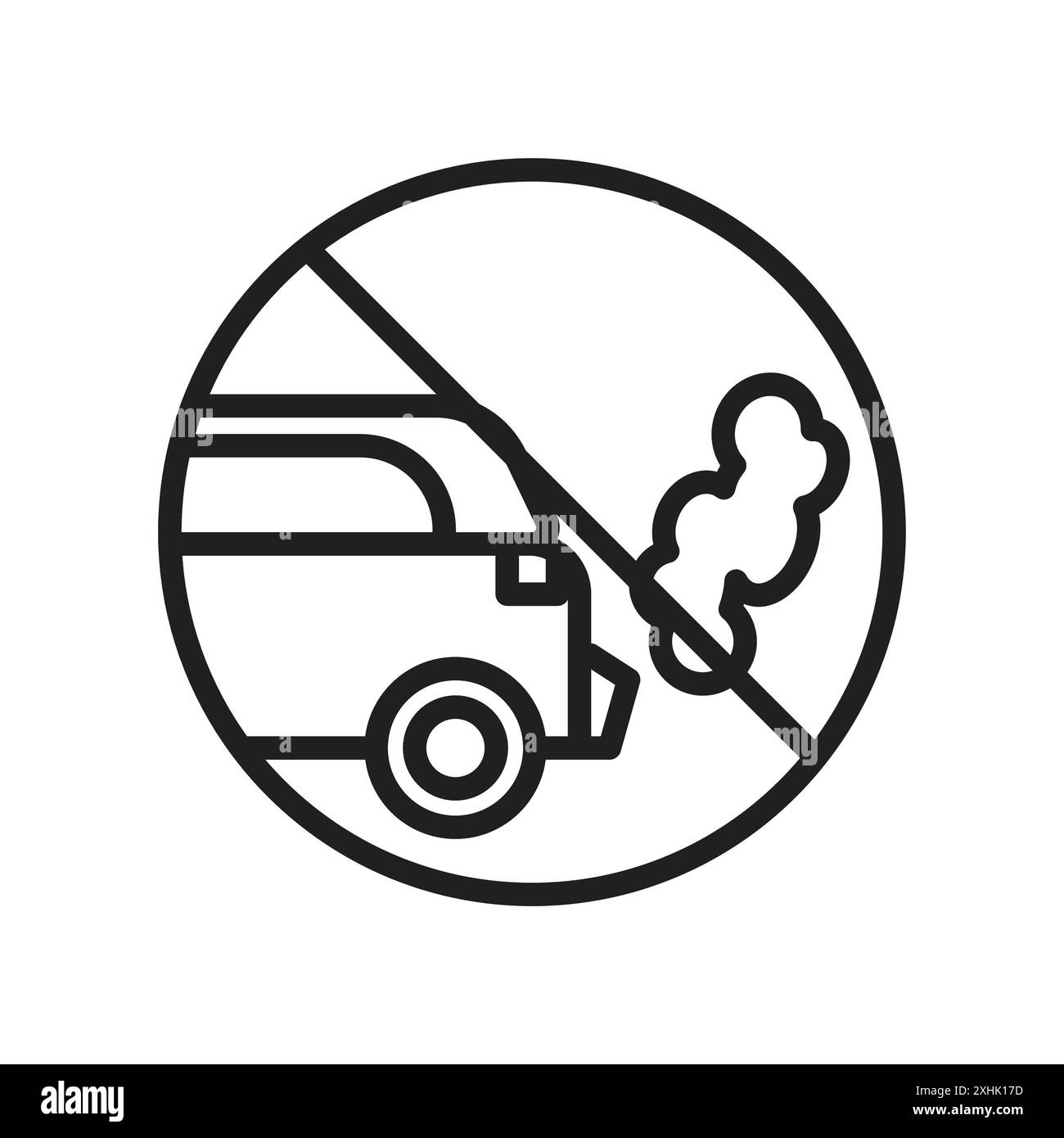 No exhaust gases sign Black line art vector in black and white outline set collection sign Stock ...