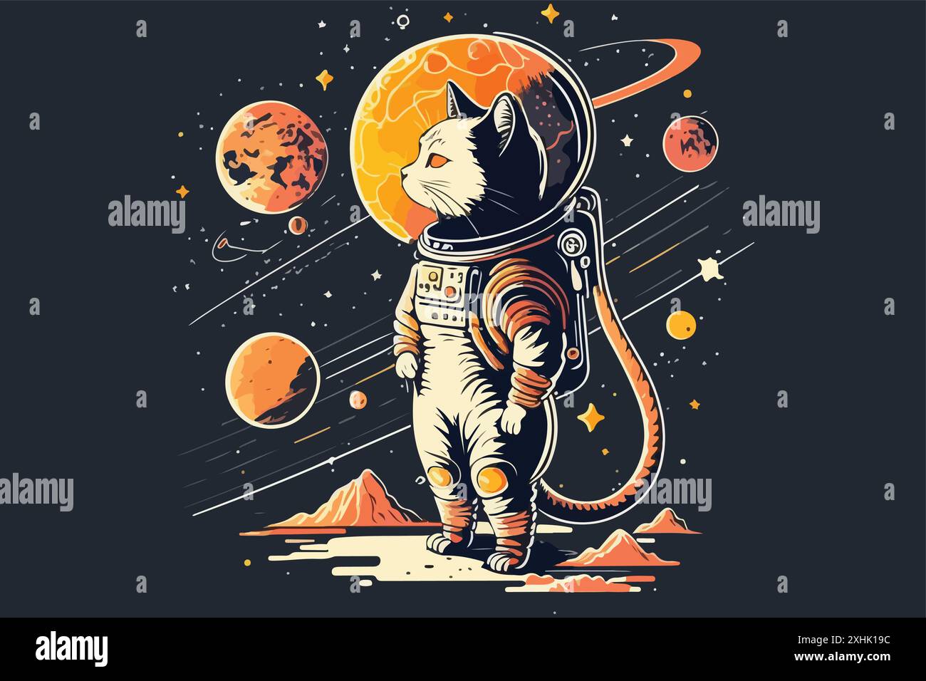 Space cat vector illustration Stock Vector Image & Art - Alamy