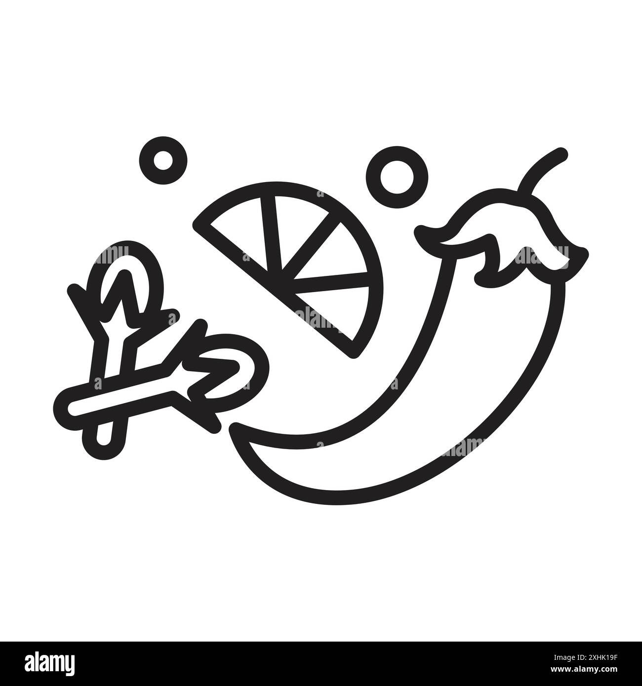 Spices icon Black line art vector in black and white outline set collection sign Stock Vector ...