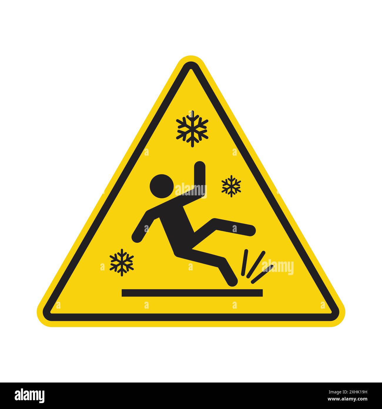 Slippery ice sign Black line art vector in black and white outline set ...