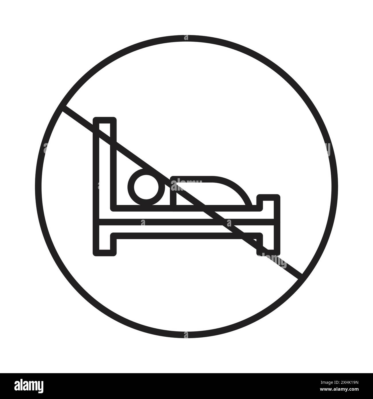 Sleepover ban sign Black line art vector in black and white outline set collection sign Stock ...