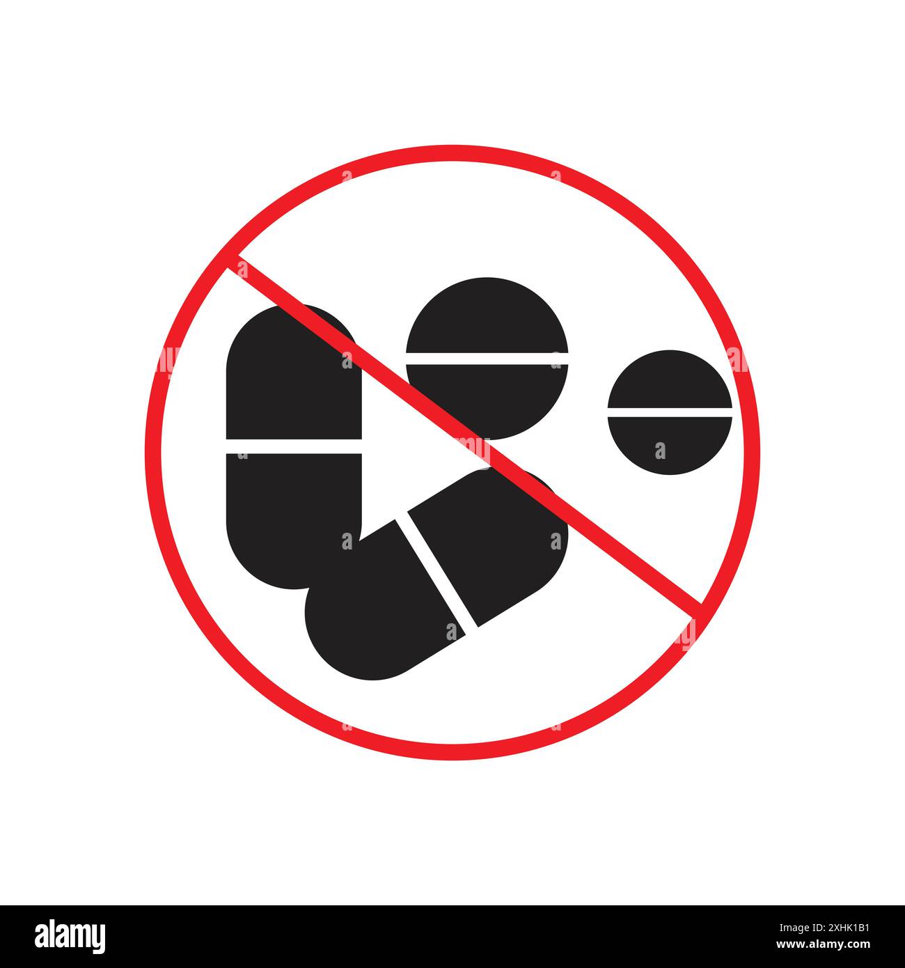 Stop using illegal drugs sign Black line art vector in black and white ...