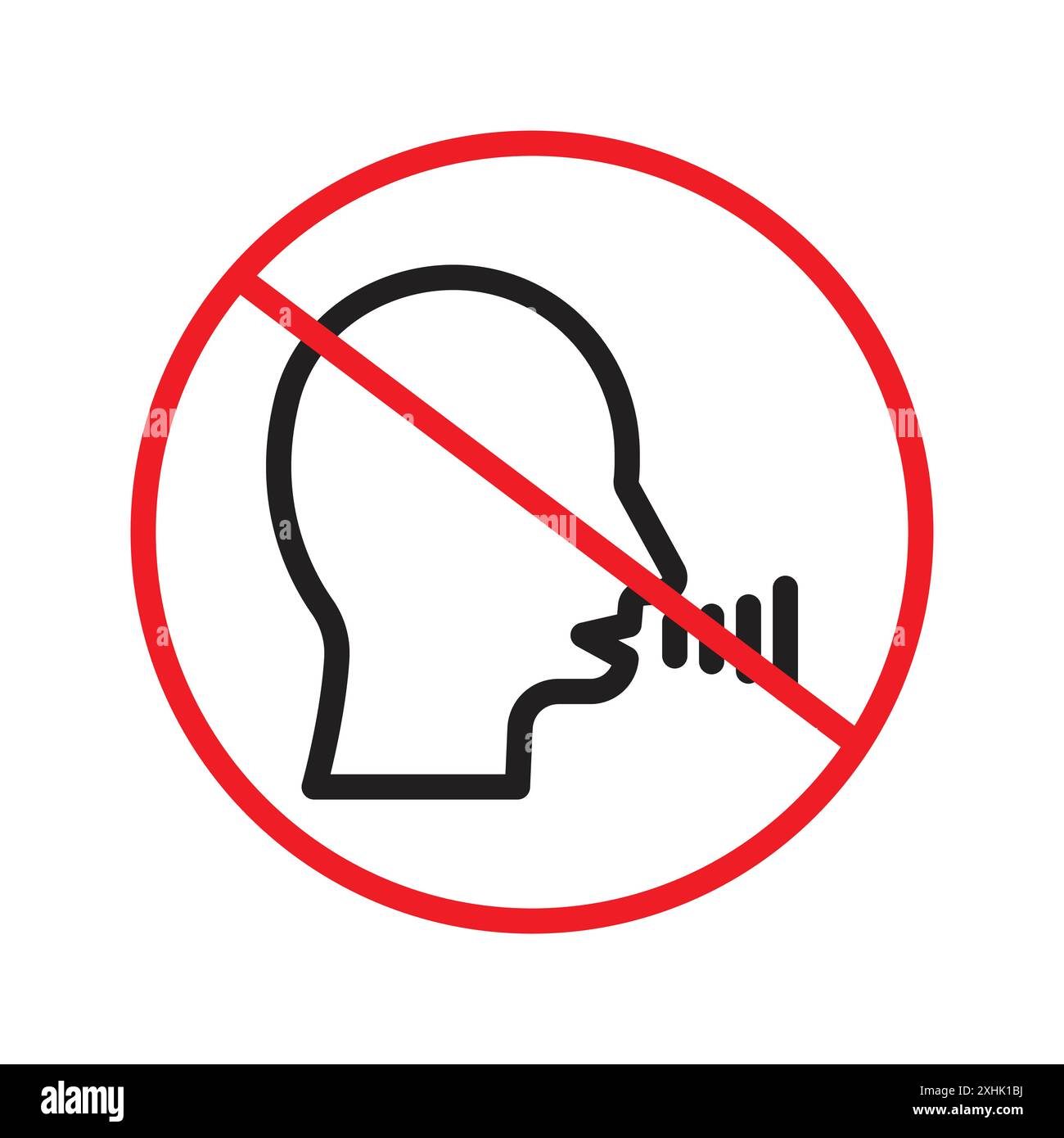 No talking sign Black line art vector in black and white outline set ...