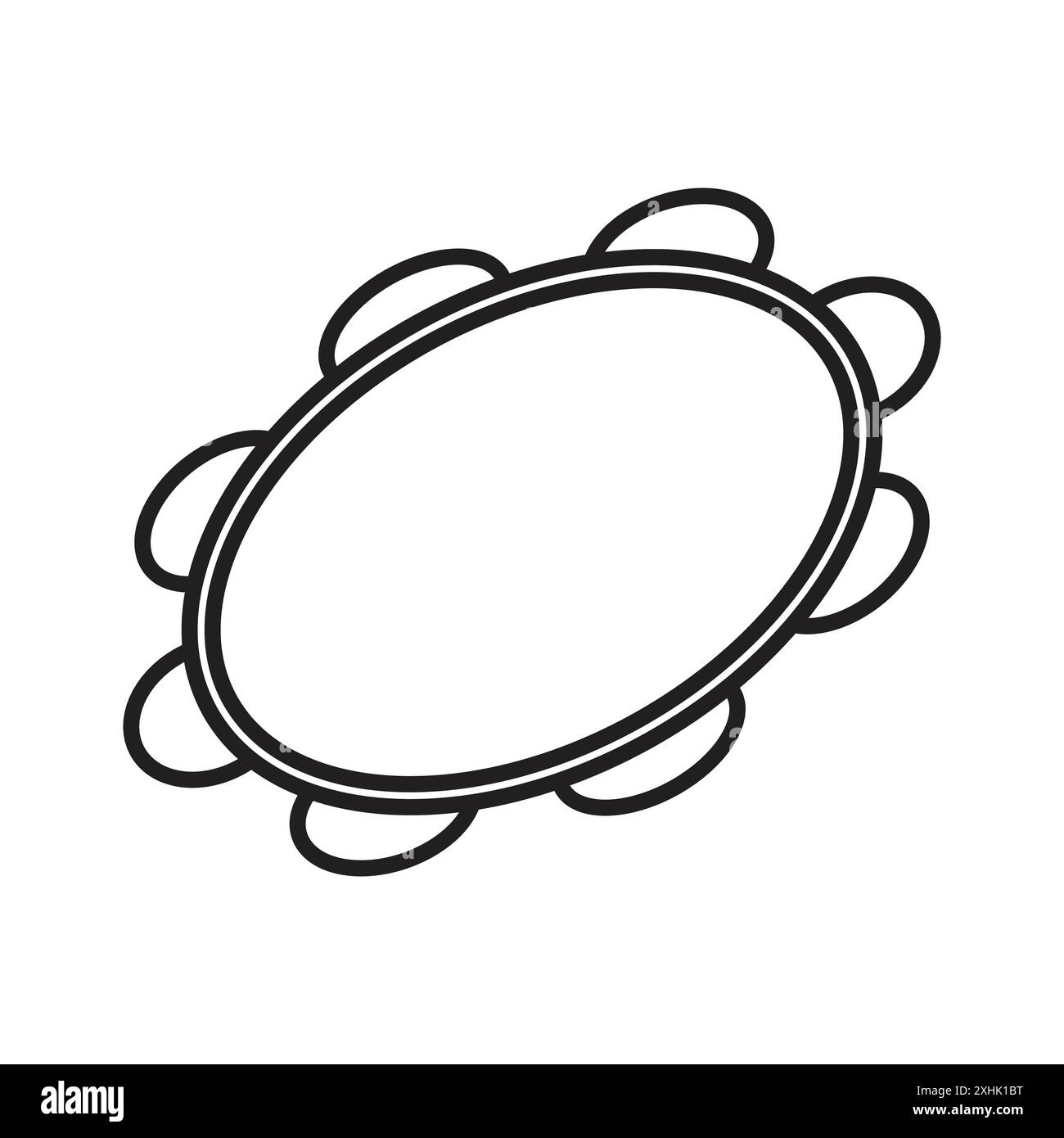 Tambourine icon Black line art vector in black and white outline set collection sign Stock ...