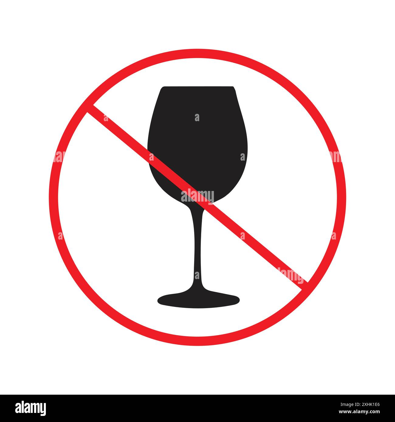 No wine sign Black line art vector in black and white outline set ...