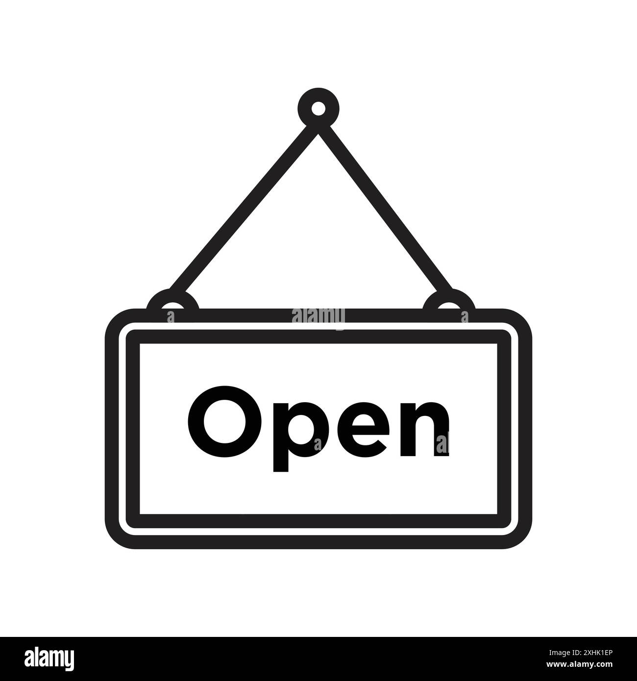 Open sign Black line art vector in black and white outline set ...