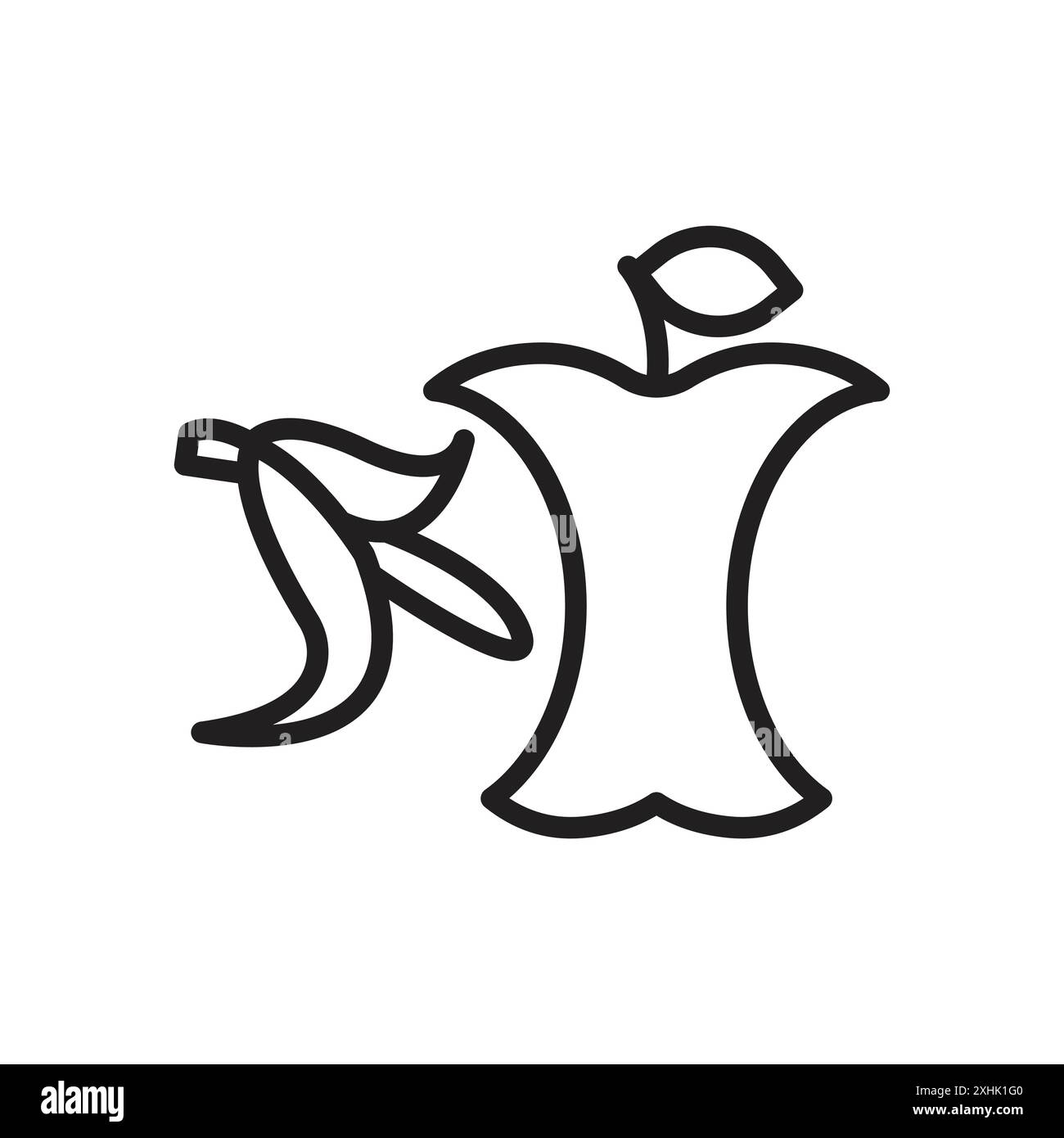 Organic waste icon Black line art vector in black and white outline set collection sign Stock ...