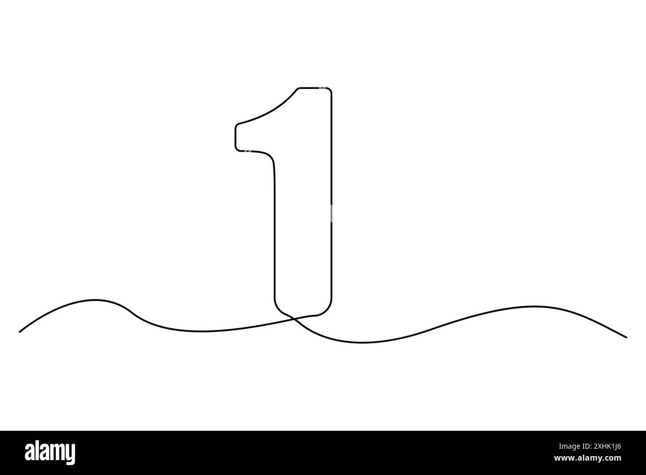 Number one outline. Minimalist vector illustration. Continuous black ...