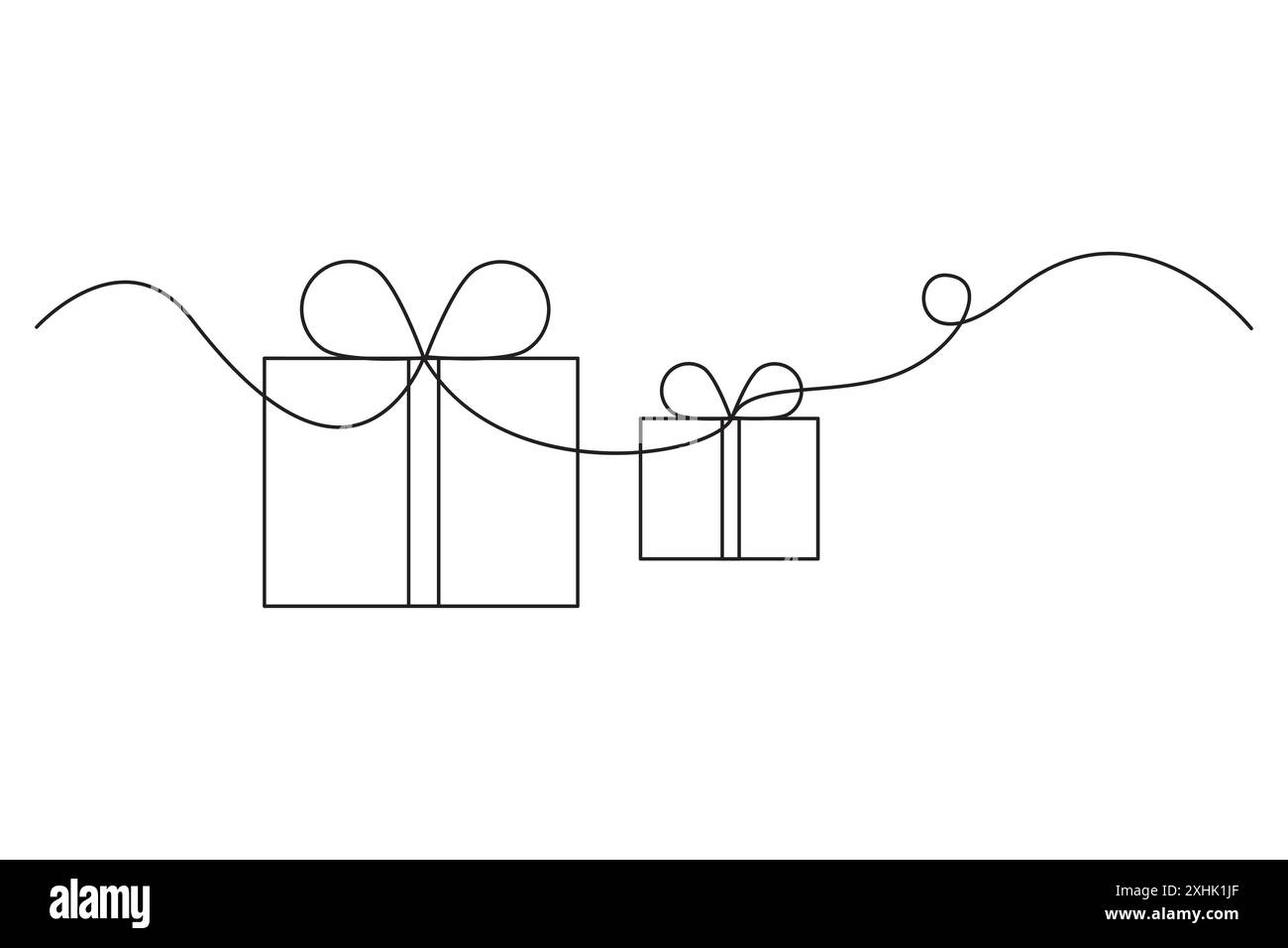 Gift boxes icon. Minimalist line drawing. Black outline design. Vector ...