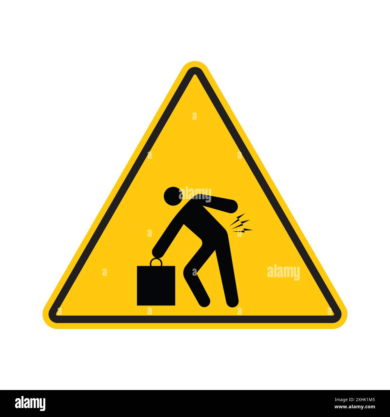 Warning heavy object sign Black line art vector in black and white ...