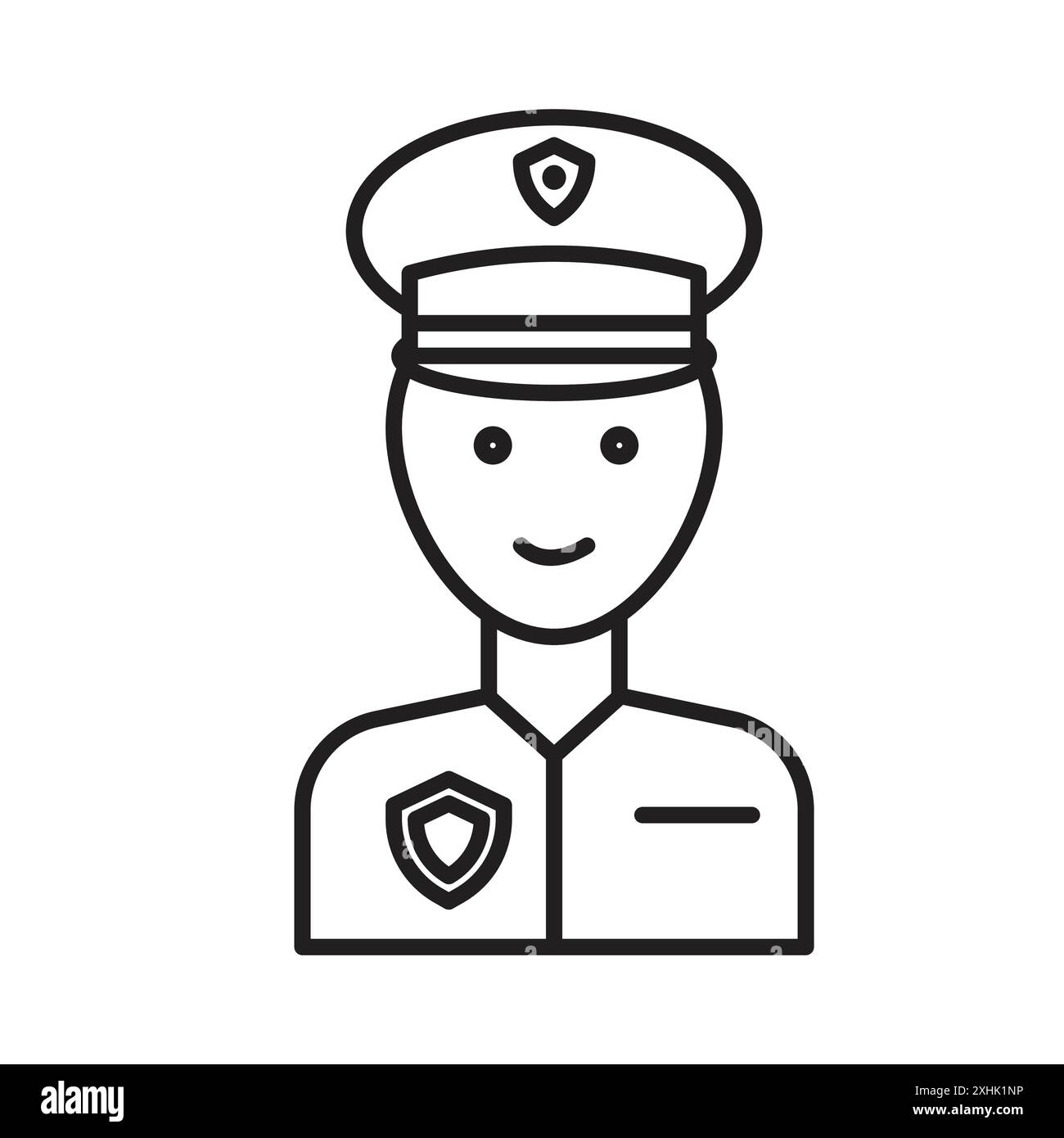 Police Icon Black line art vector in black and white outline set collection sign Stock Vector ...