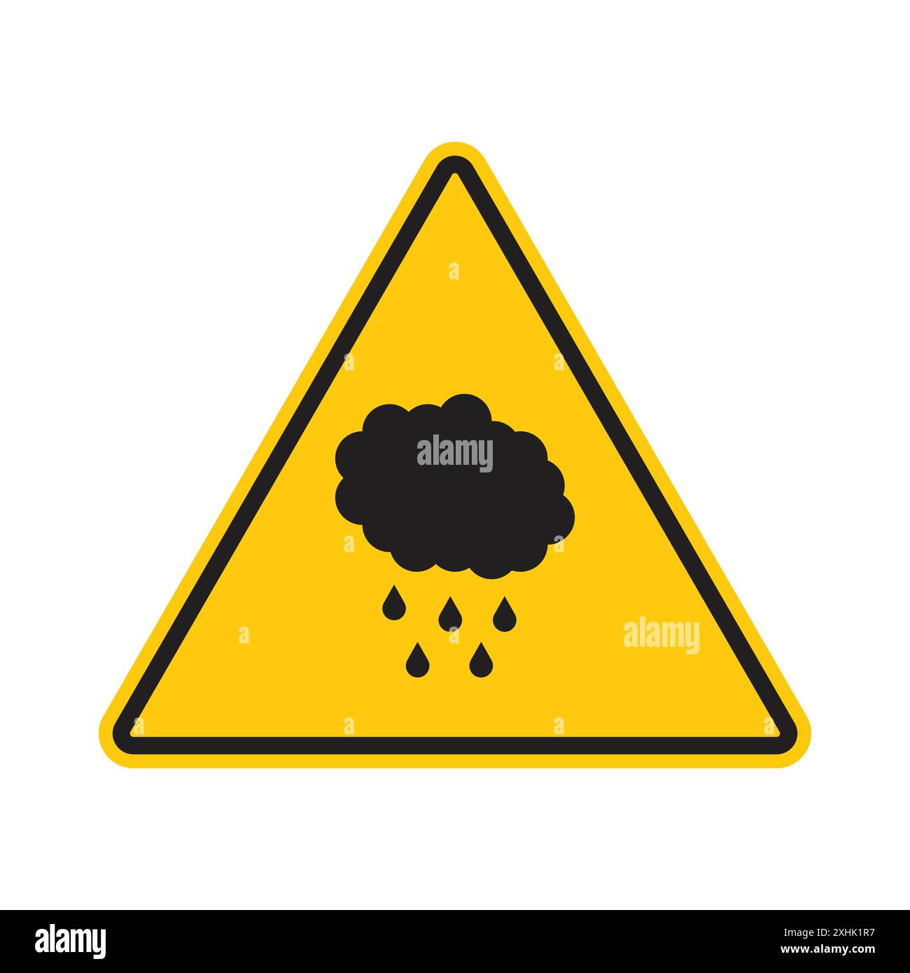 Rain warning sign Black line art vector in black and white outline set ...