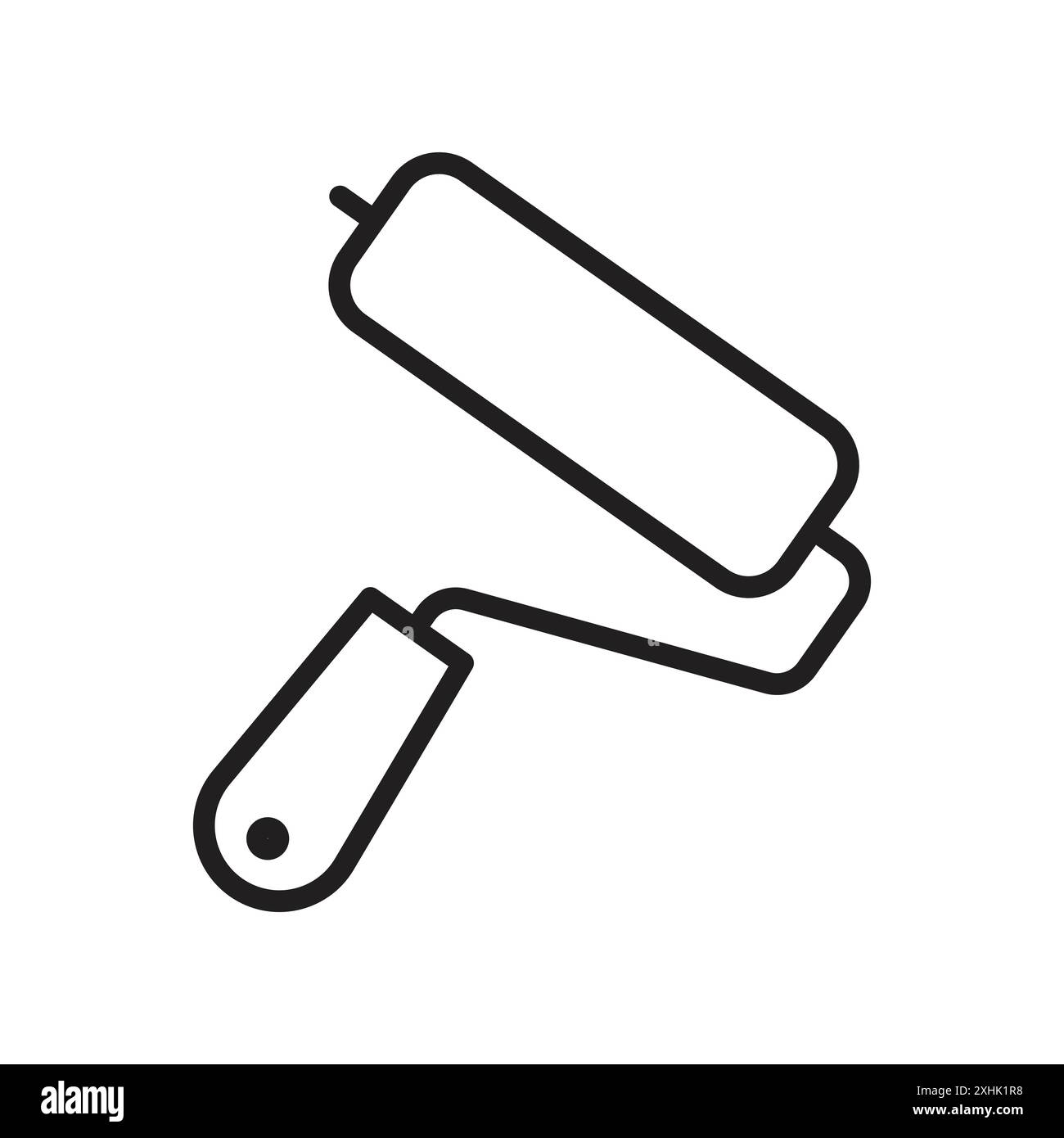 Paint roller icon Black line art vector in black and white outline set ...