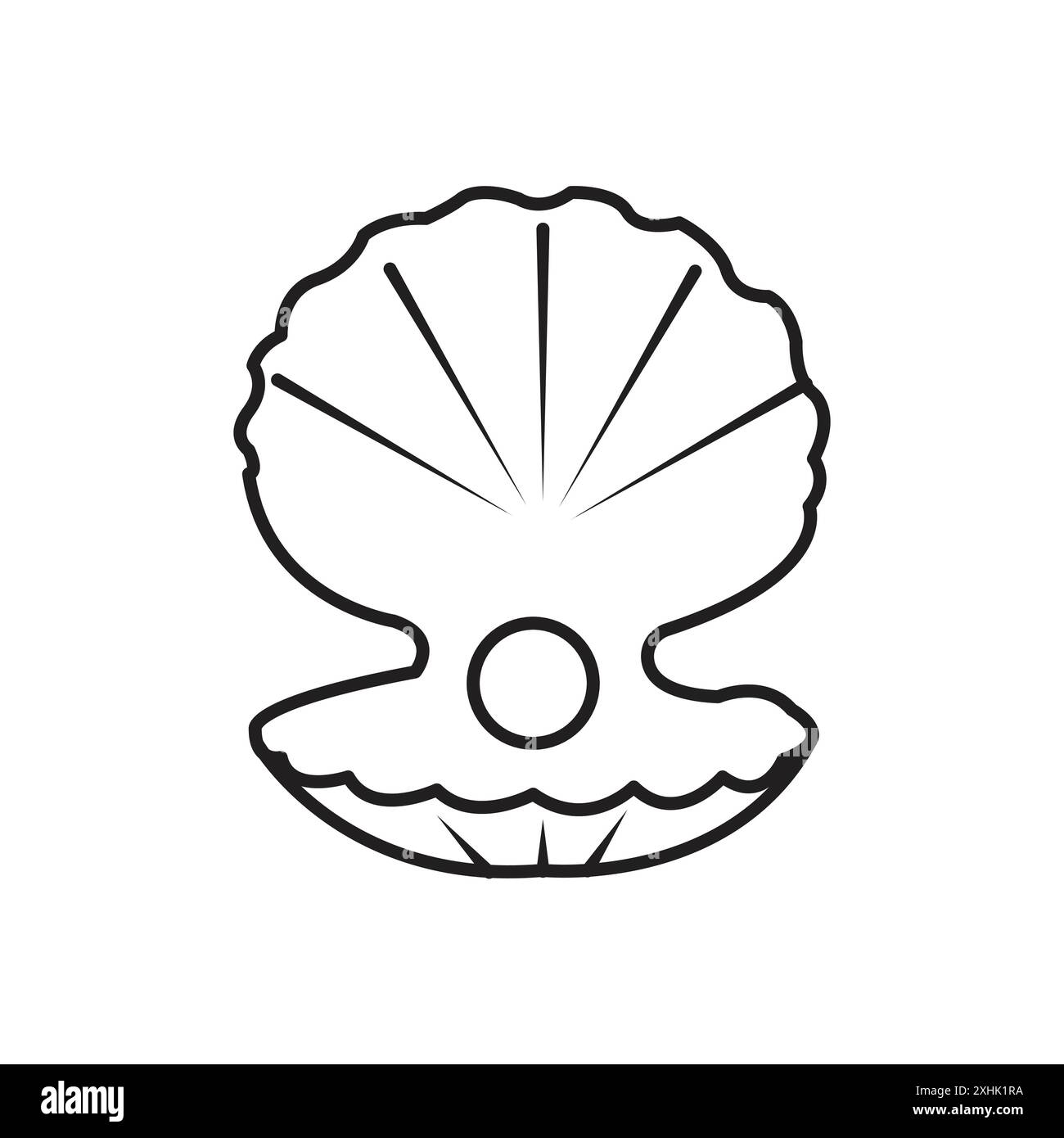Pearl in the open shell icon Black line art vector in black and white ...