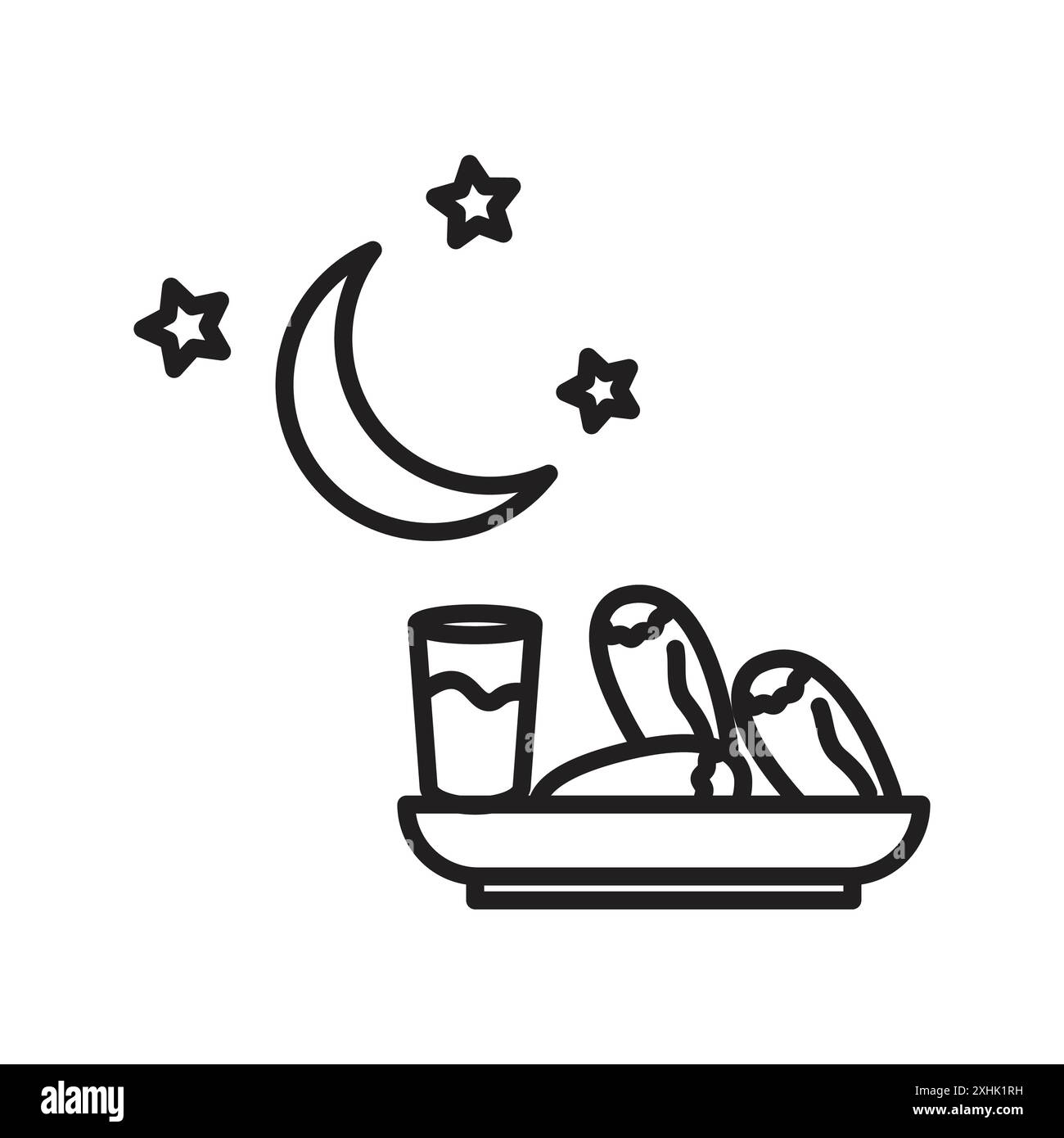 Ramadan iftar icon Black line art vector in black and white outline set ...