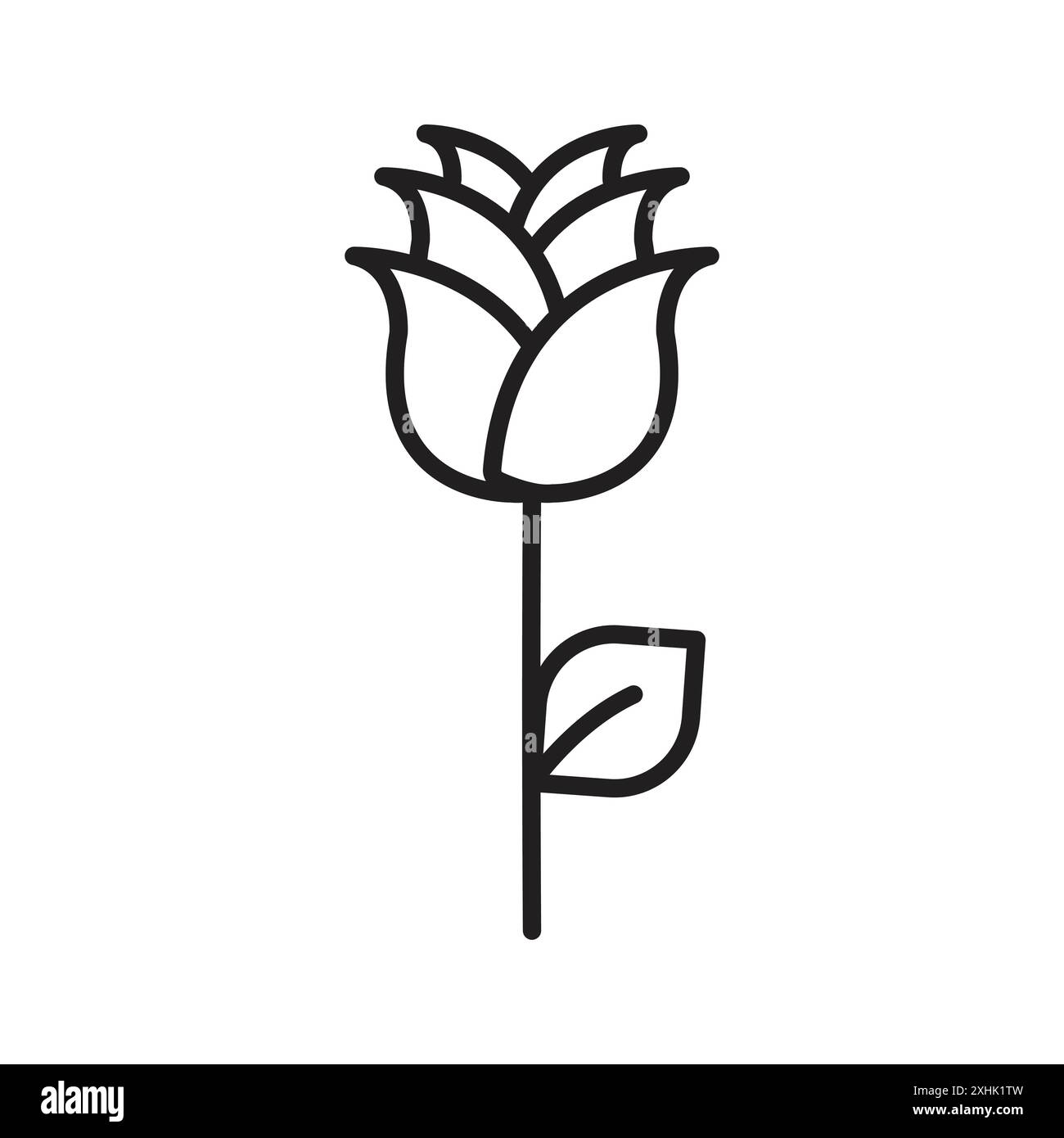 Rose Icon Black Line Art Vector In Black And White Outline Set Collection Sign Stock Vector