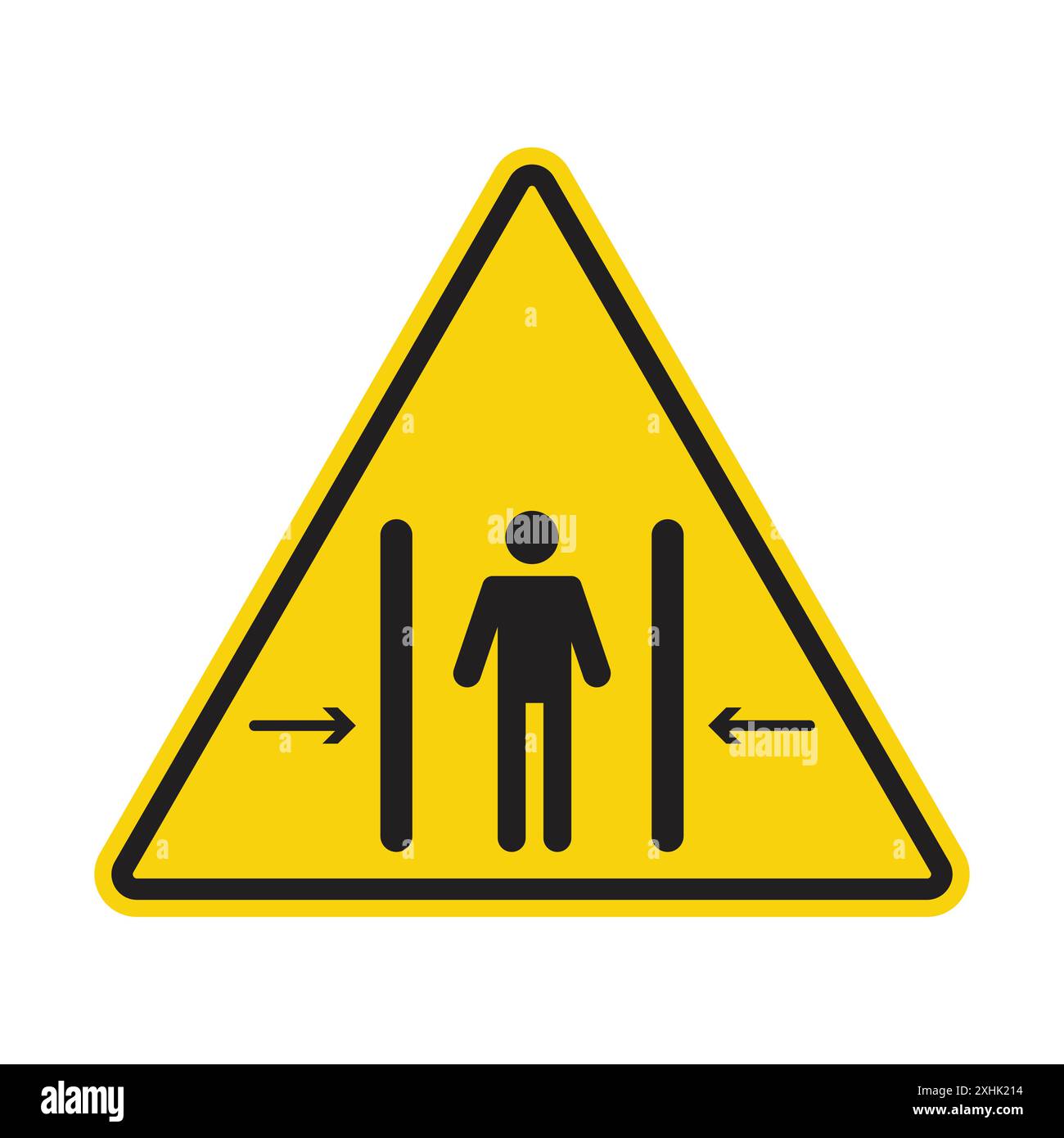 Risk of crushing warning sign Black line art vector in black and white ...