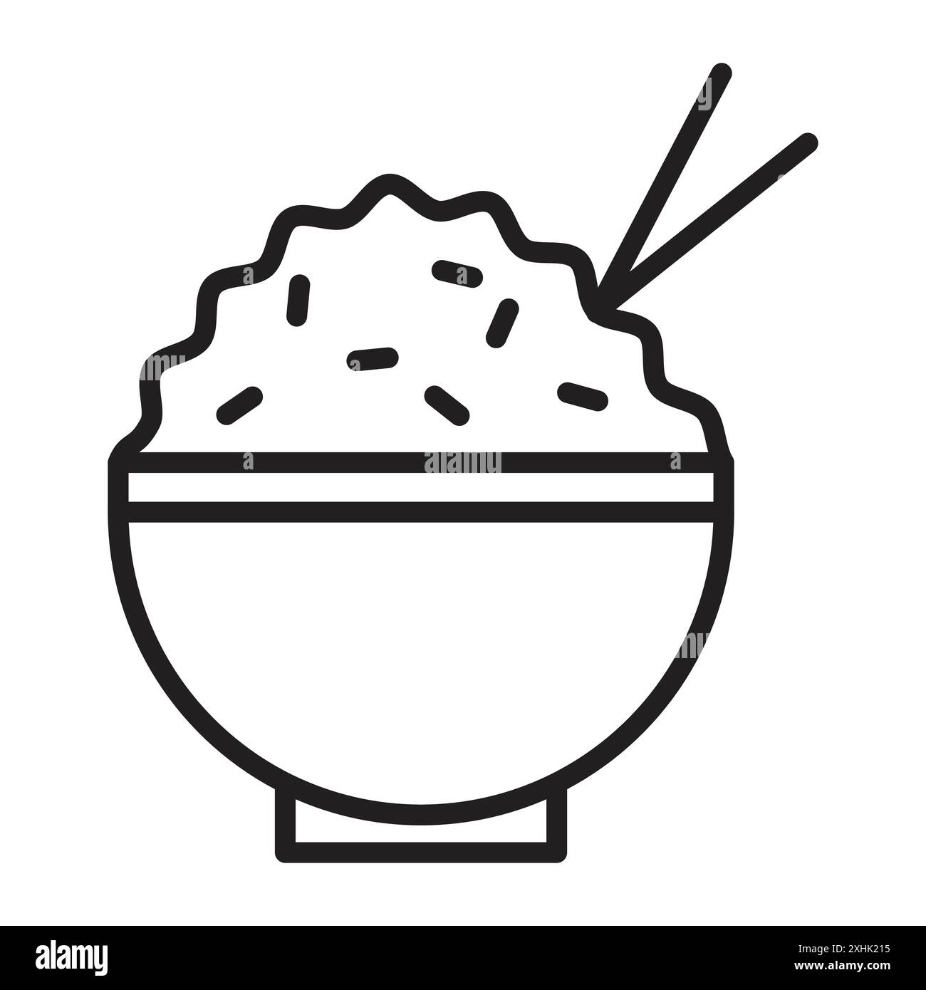 Rice bowl icon Black line art vector in black and white outline set collection sign Stock Vector ...