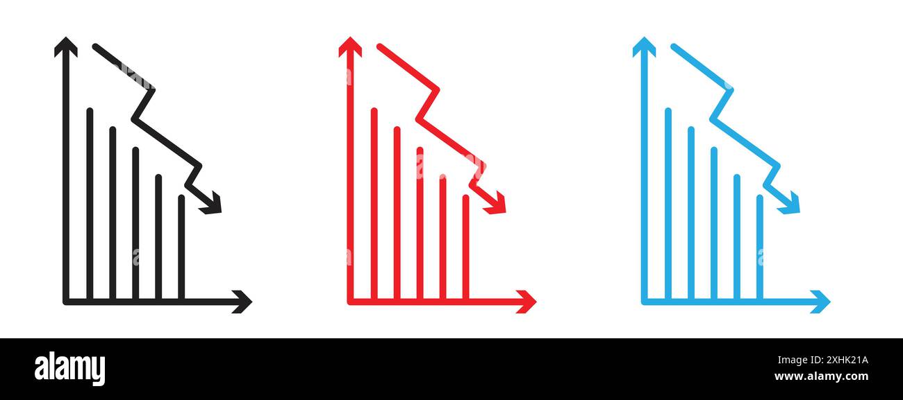 Reduction chart icon Black line art vector in black and white outline ...